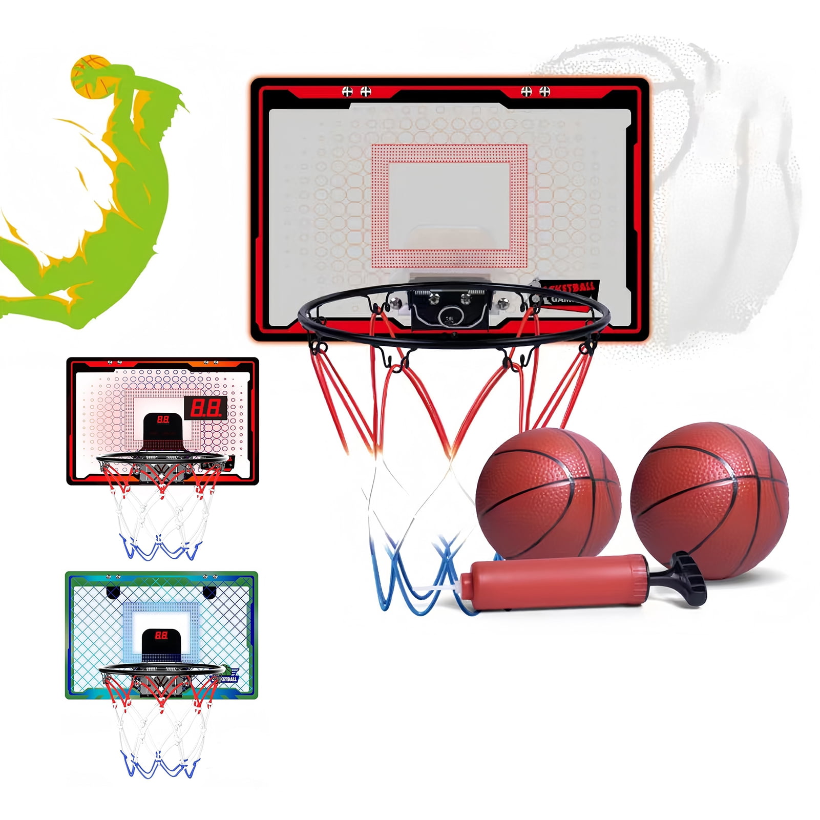 sunsanly Indoor Basketball Hoop Mini Hoop with LED Light Wall Mounted ...