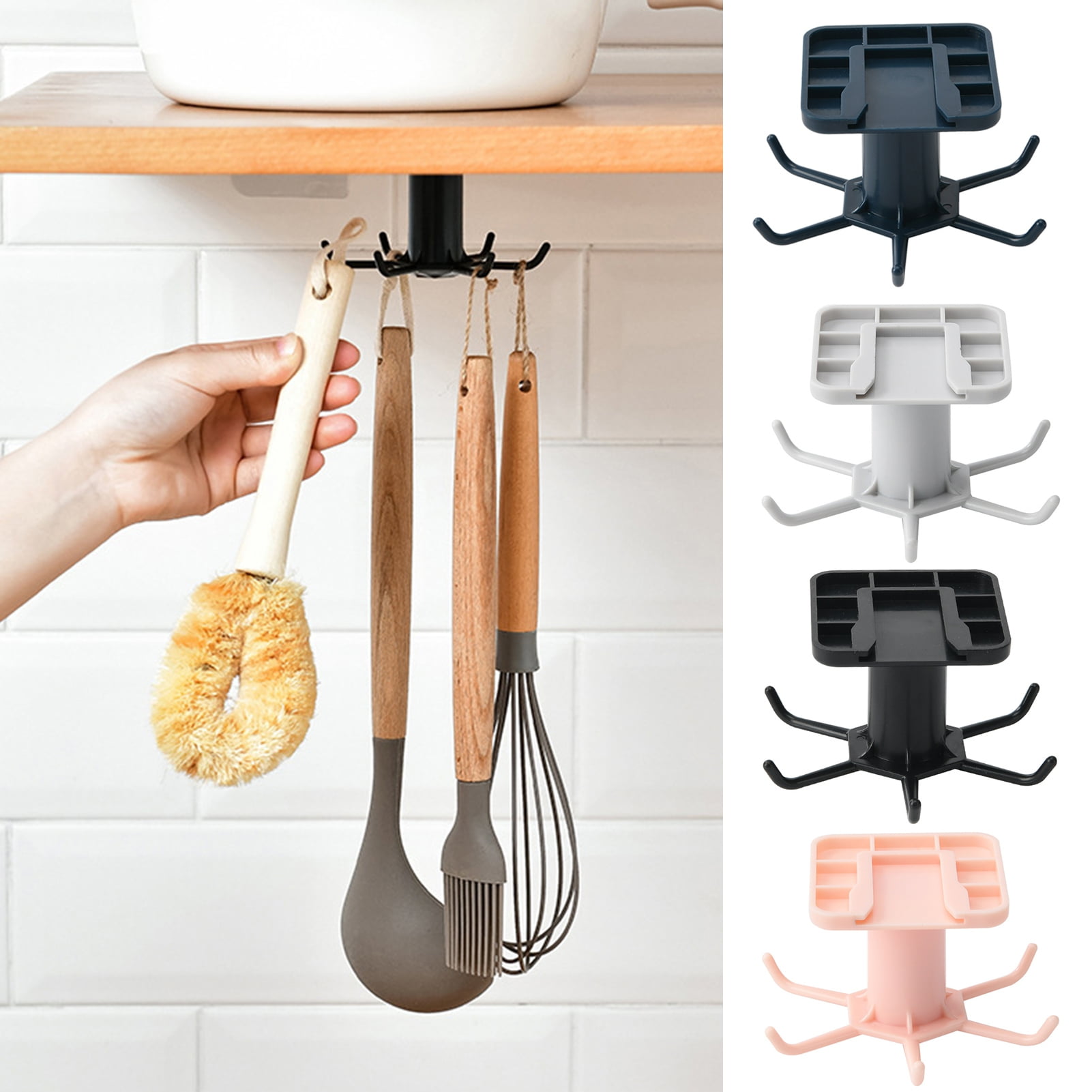sunsanly Kitchen Utensil Hanger Under Cabinet Spoon Storage Hook 360 ...