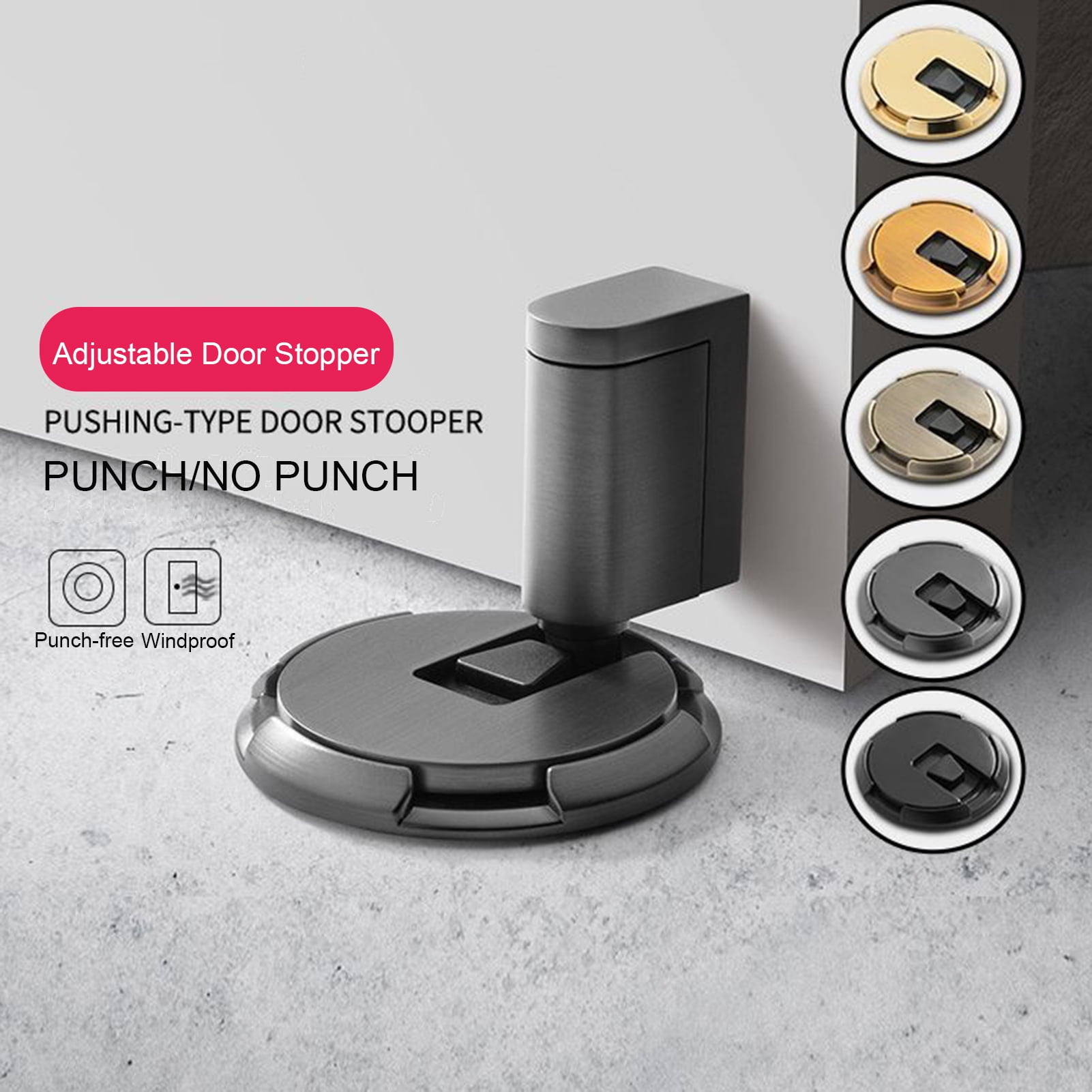 sunsanly Magnetic Door Stopper No Drilling Silent Floor Door Stop with ...