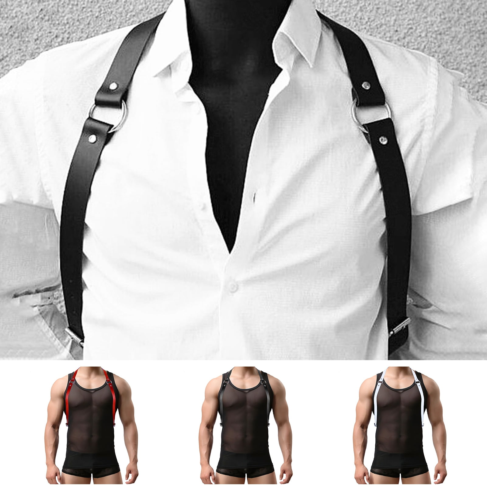 sunsanly Men Women Punk Belt Punk Style Adjustable Faux Leather Harness ...