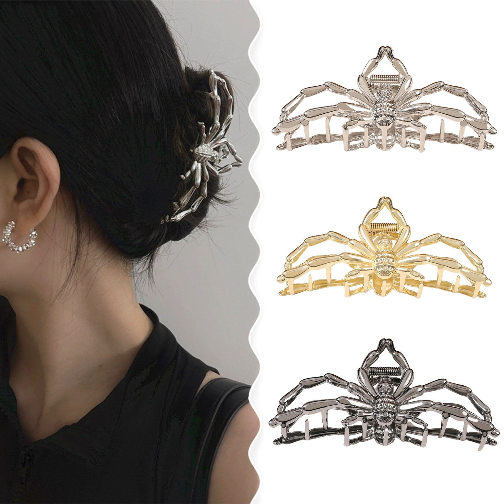 sunsanly Metal Spider-shaped Hair Claw Spring Design Back Head Hair ...