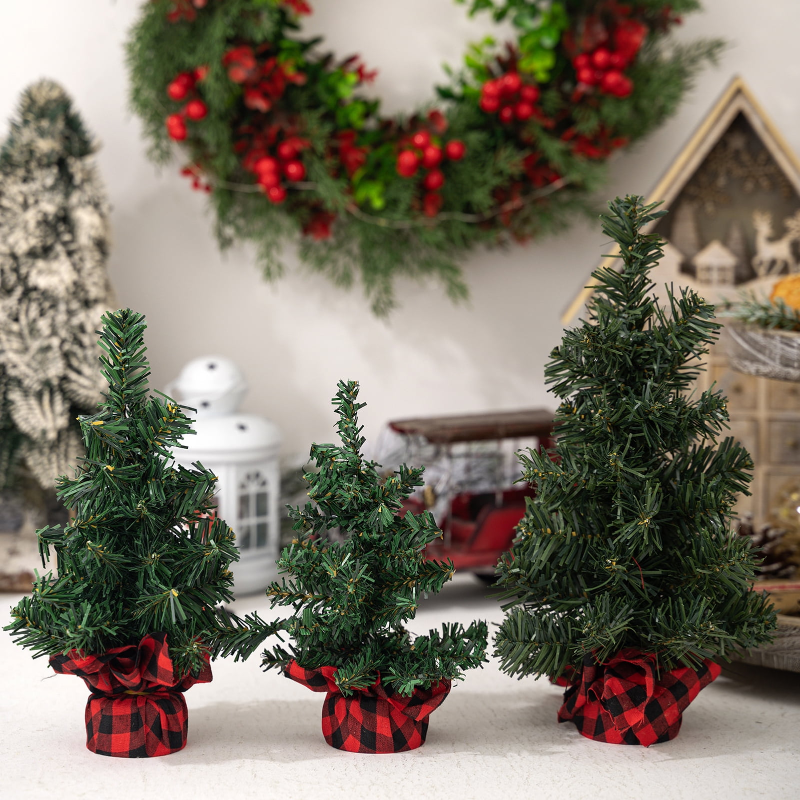 sunsanly Mini Christmas Tree Small Tabletop Christmas Tree with Cloth ...