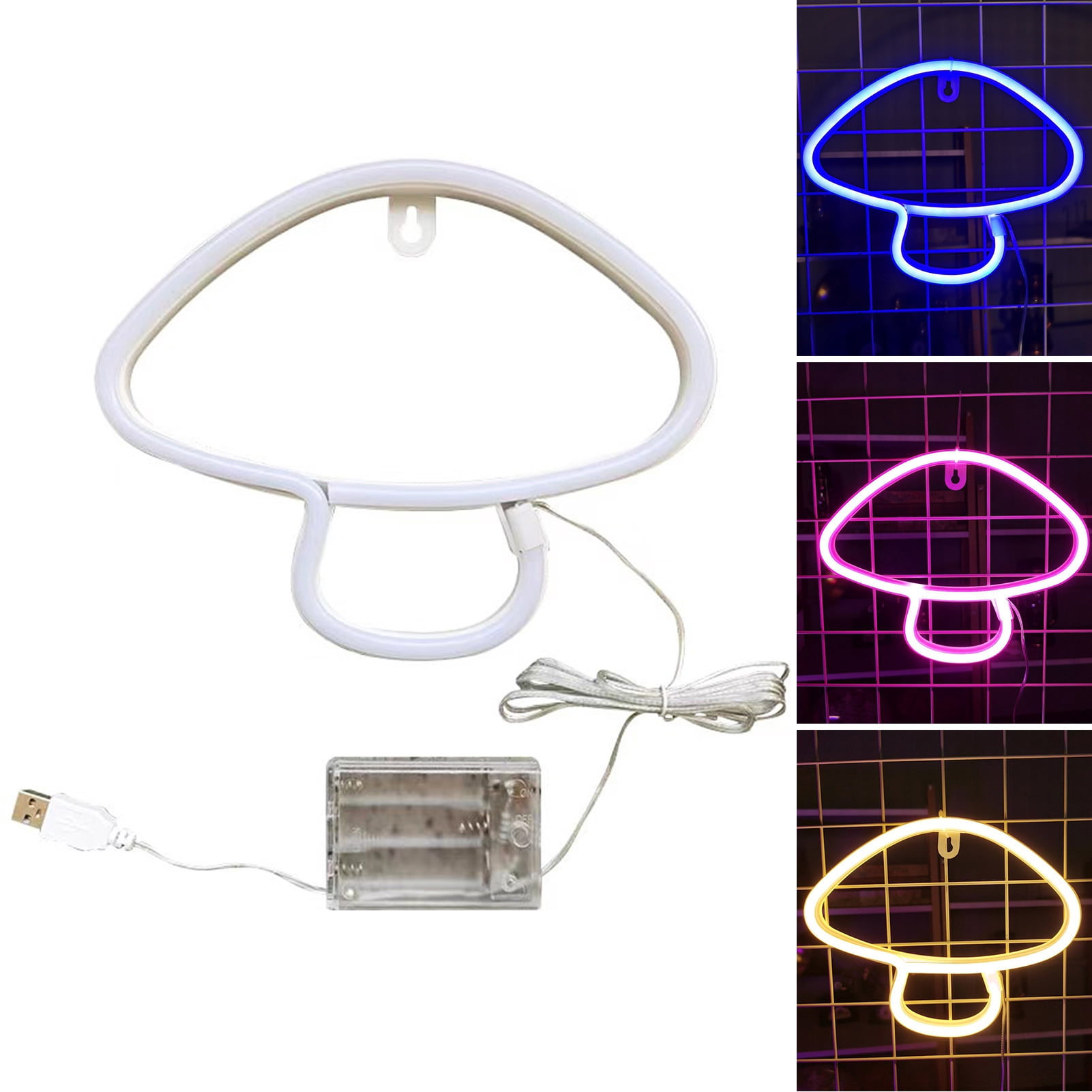 sunsanly Mushroom Neon Sign LED Lamp USB/Battery Operated Non-glaring ...