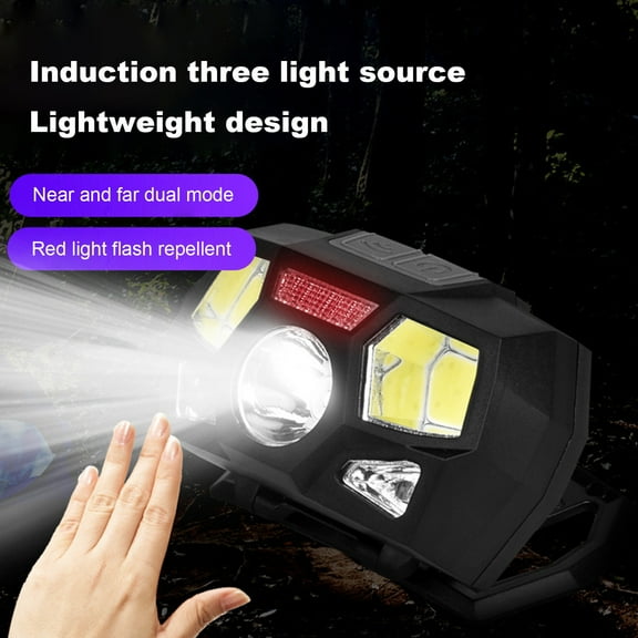 Headlamp Rechargeable with Red Light,Spotlight,Floodlight,400lm Motion ...