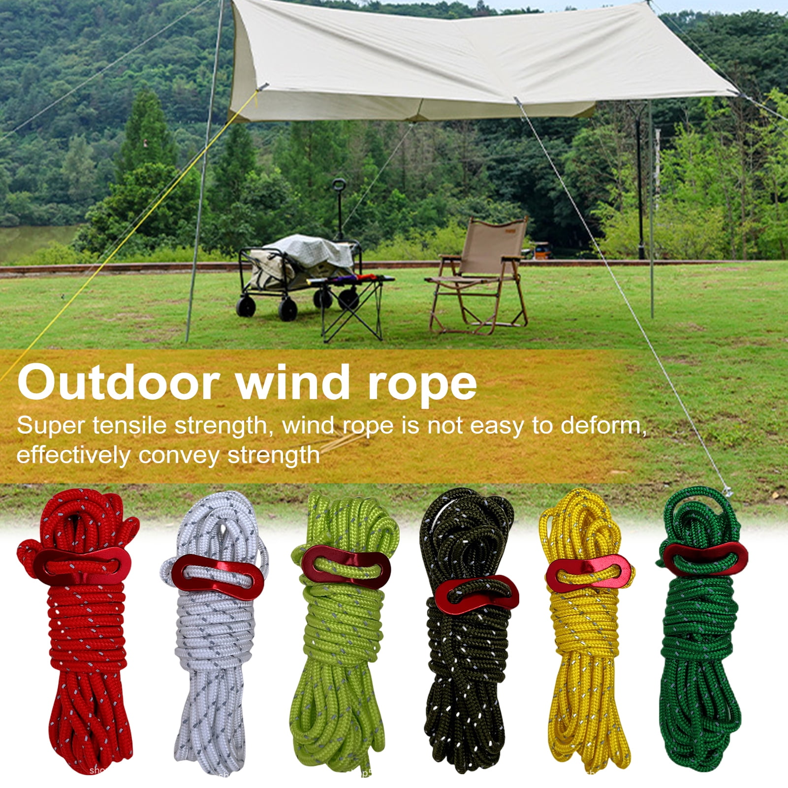 sunsanly Outdoor Windproof Rope Ultralight Tent Cord with Adjuster ...