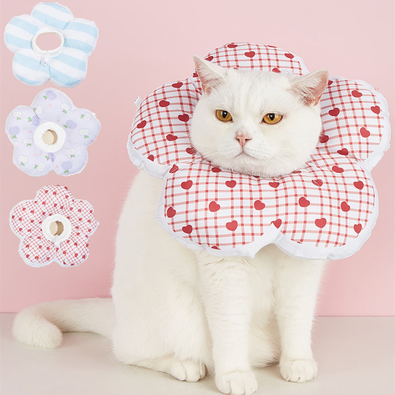 sunsanly Pet Recovery Collar Adjustable Drawstring Flower Cat Cone to ...