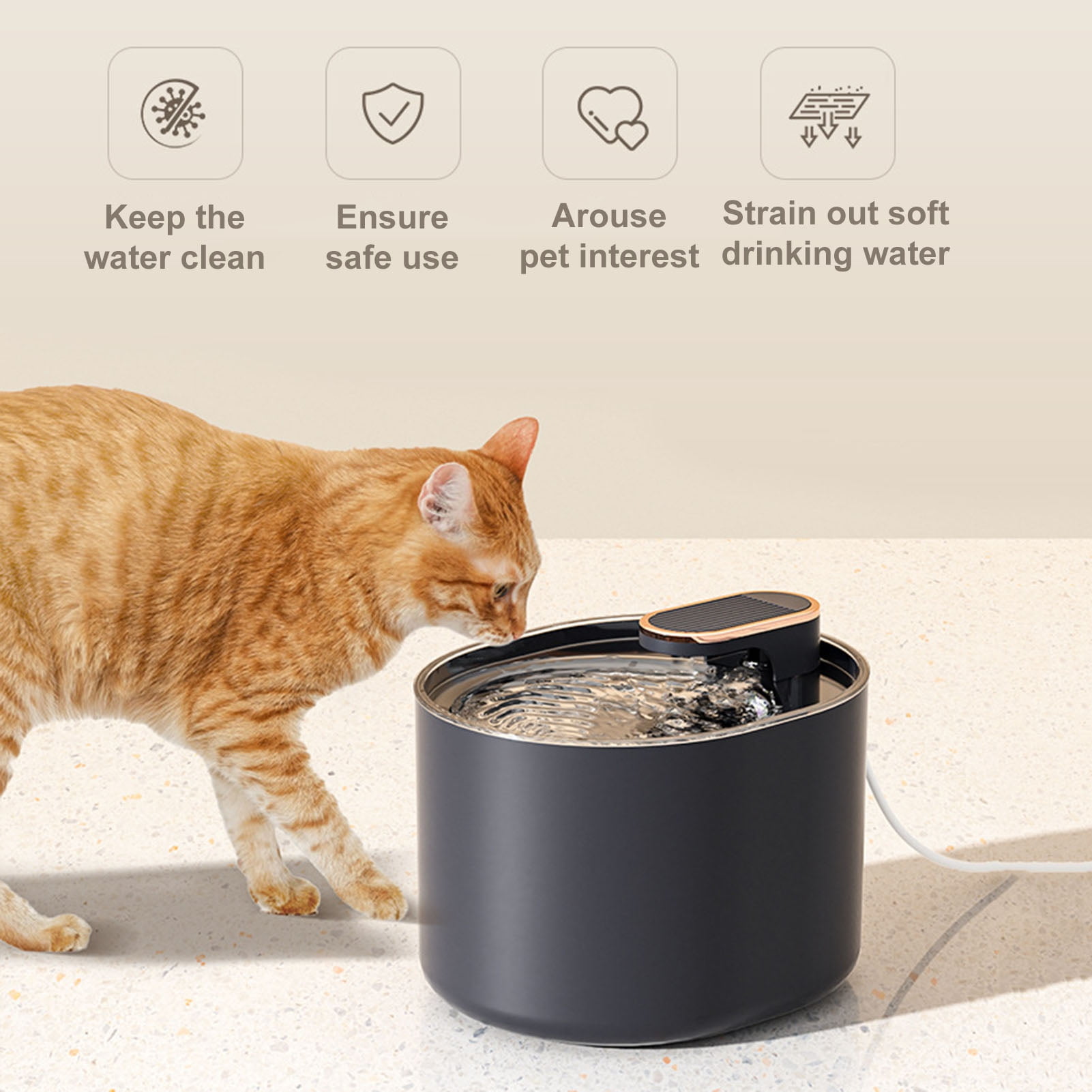 sunsanly Pet Silent Cat Water Fountain 3L Water Dispenser USB Charging Pump Dog Pet Drinking ...