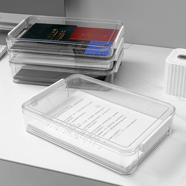 sunsanly Plastic File Storage Box A4 Size Clear Stackable Organizer ...