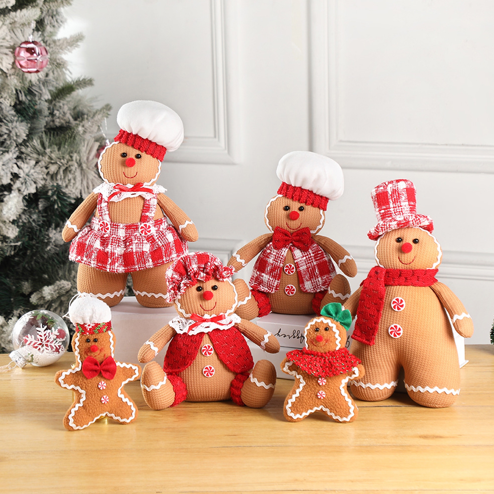 sunsanly Plush Gingerbread Man Doll Stuffed Christmas Decor Soft Pillow ...