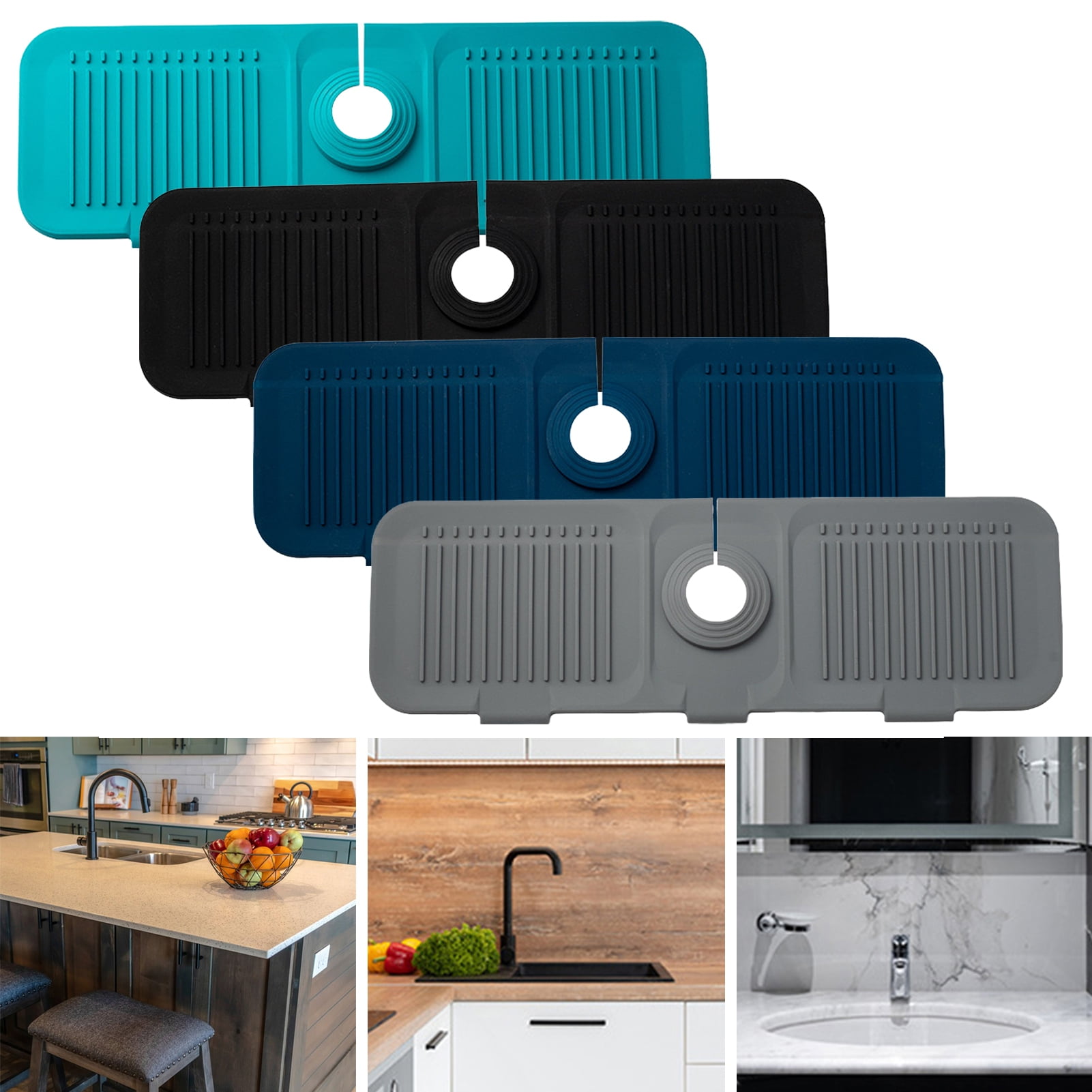 sunsanly Silicone Faucet Drain Pad for Kitchen Sink Fast Drying Splash ...