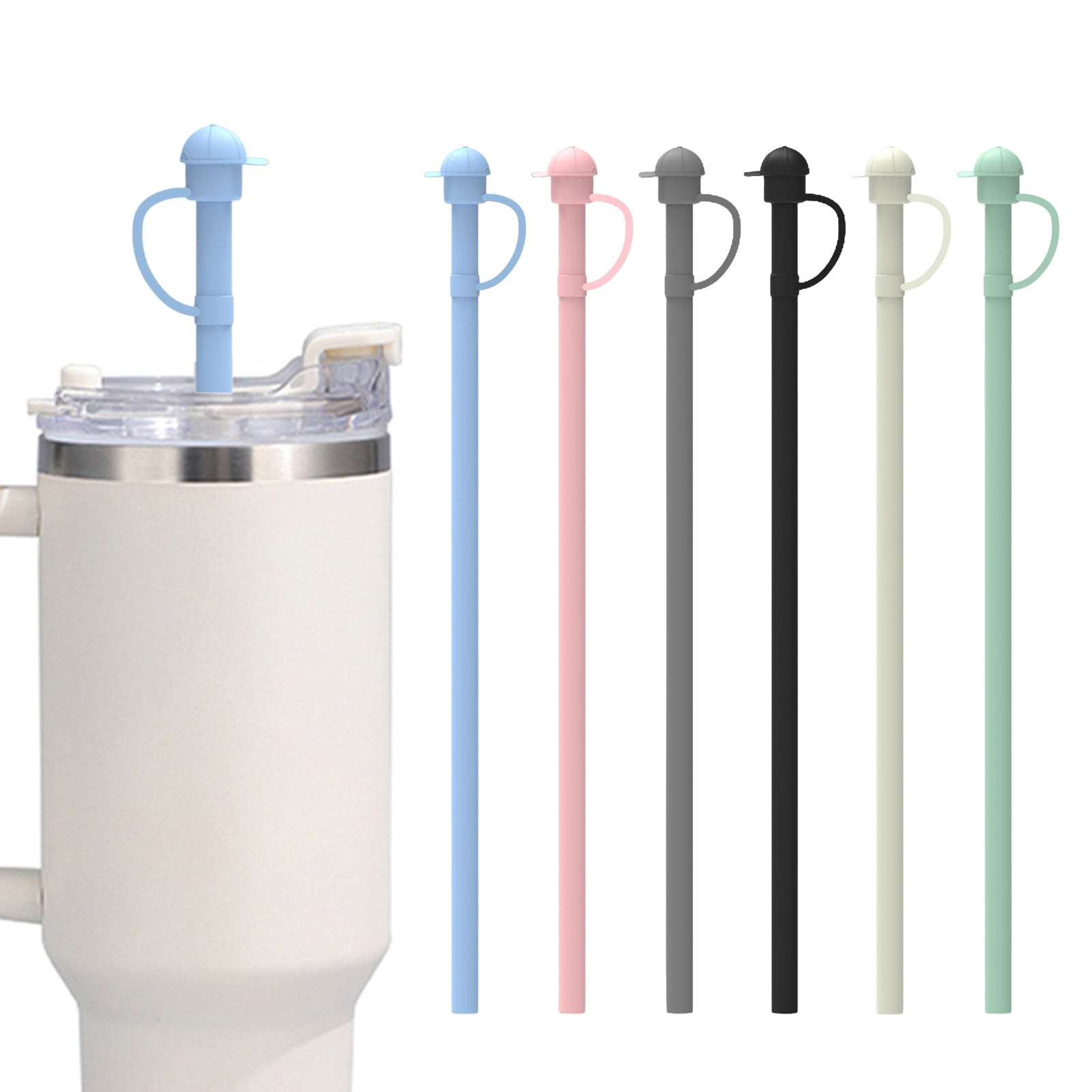 sunsanly Silicone Straw Cap Dust-Proof Reusable Straw Toppers for Cups ...