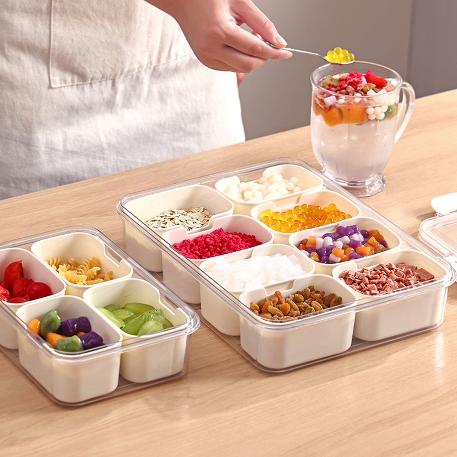 sunsanly Snack Box with Compartments Space-Saving Snack Plate for ...