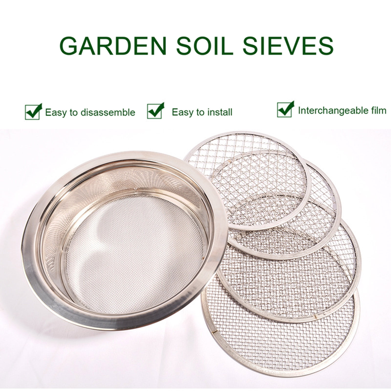 sunsanly Soil Sifter Set Stainless Steel Sieve Frame with 5 Mesh Sieve ...