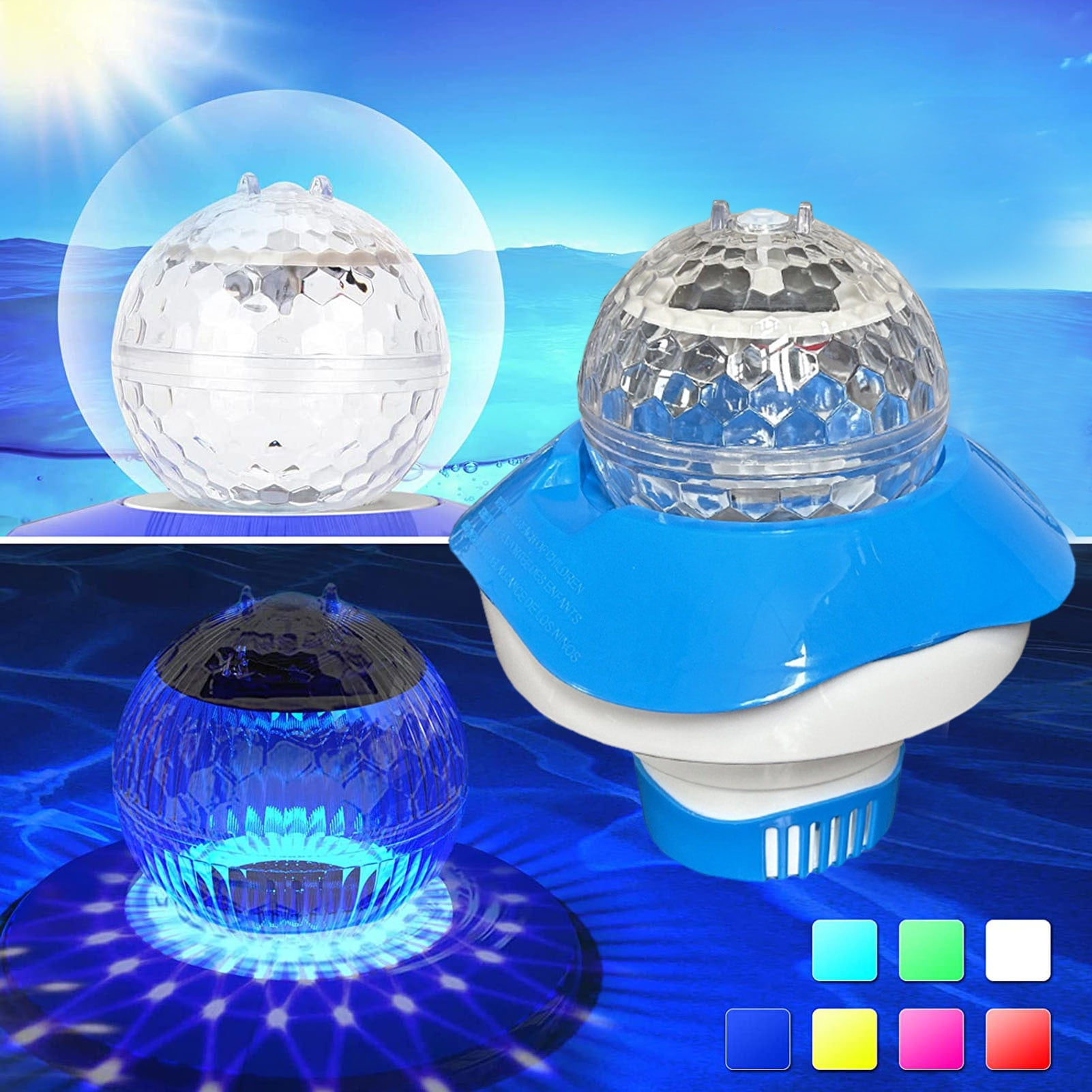 sunsanly Solar Chlorine Dispenser with Colorful Light Adjustable ...