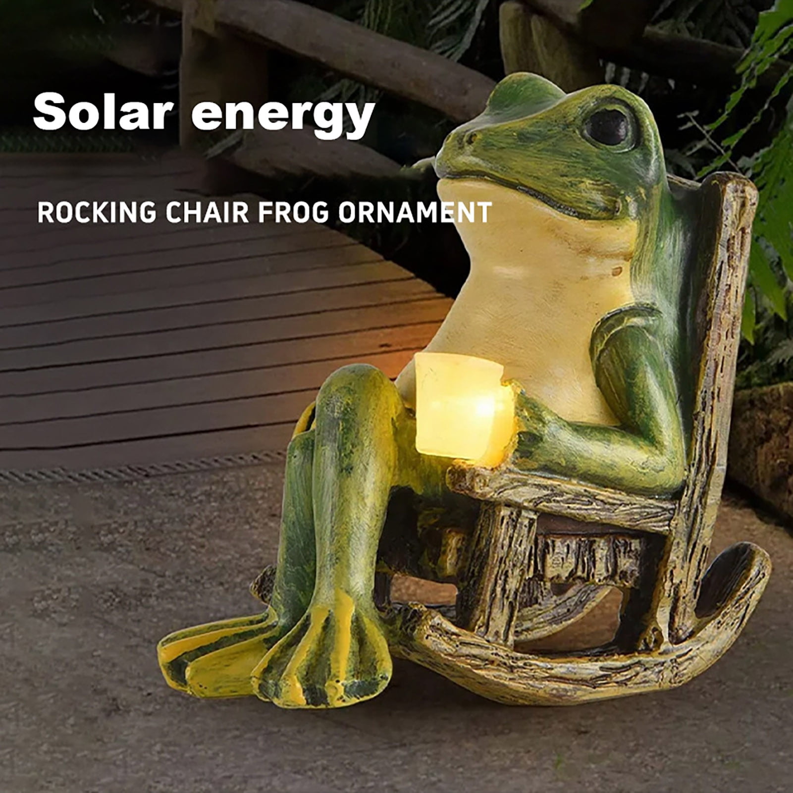 sunsanly Solar Frog Night Light Waterproof Resin Rocking Chair Frog ...