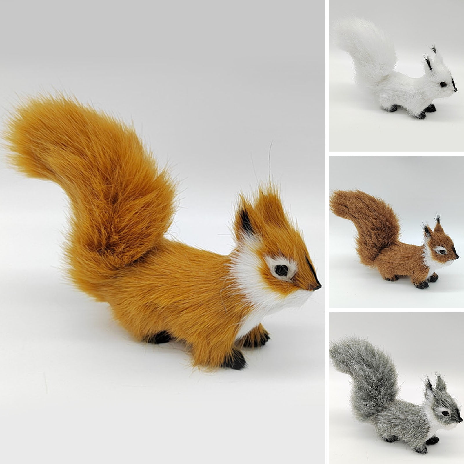 sunsanly Squirrel Model Faux Fur Realistic Cute Rodent Miniature ...