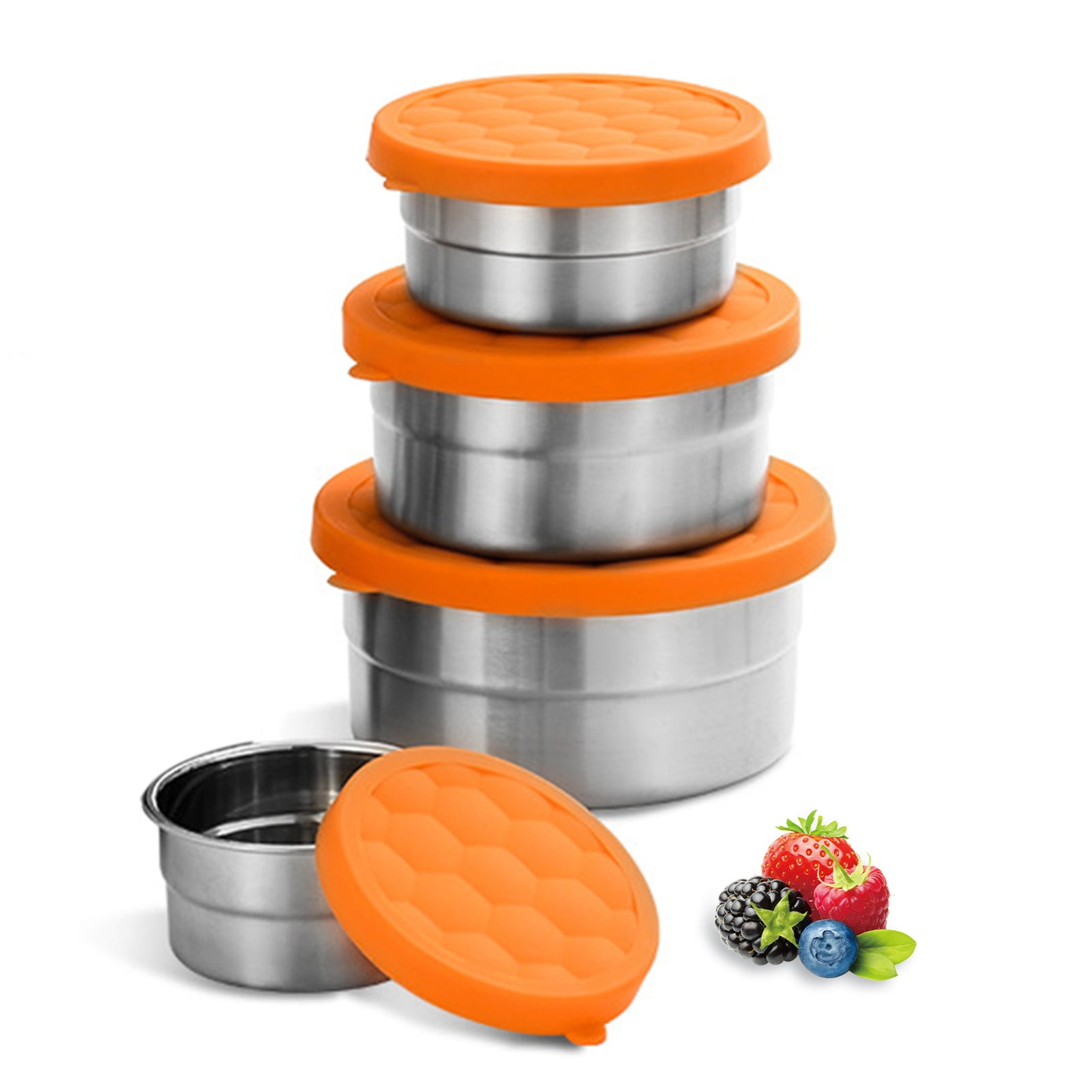 sunsanly Stainless Steel Snack Box with Silicone Lid Leak-Proof Small ...