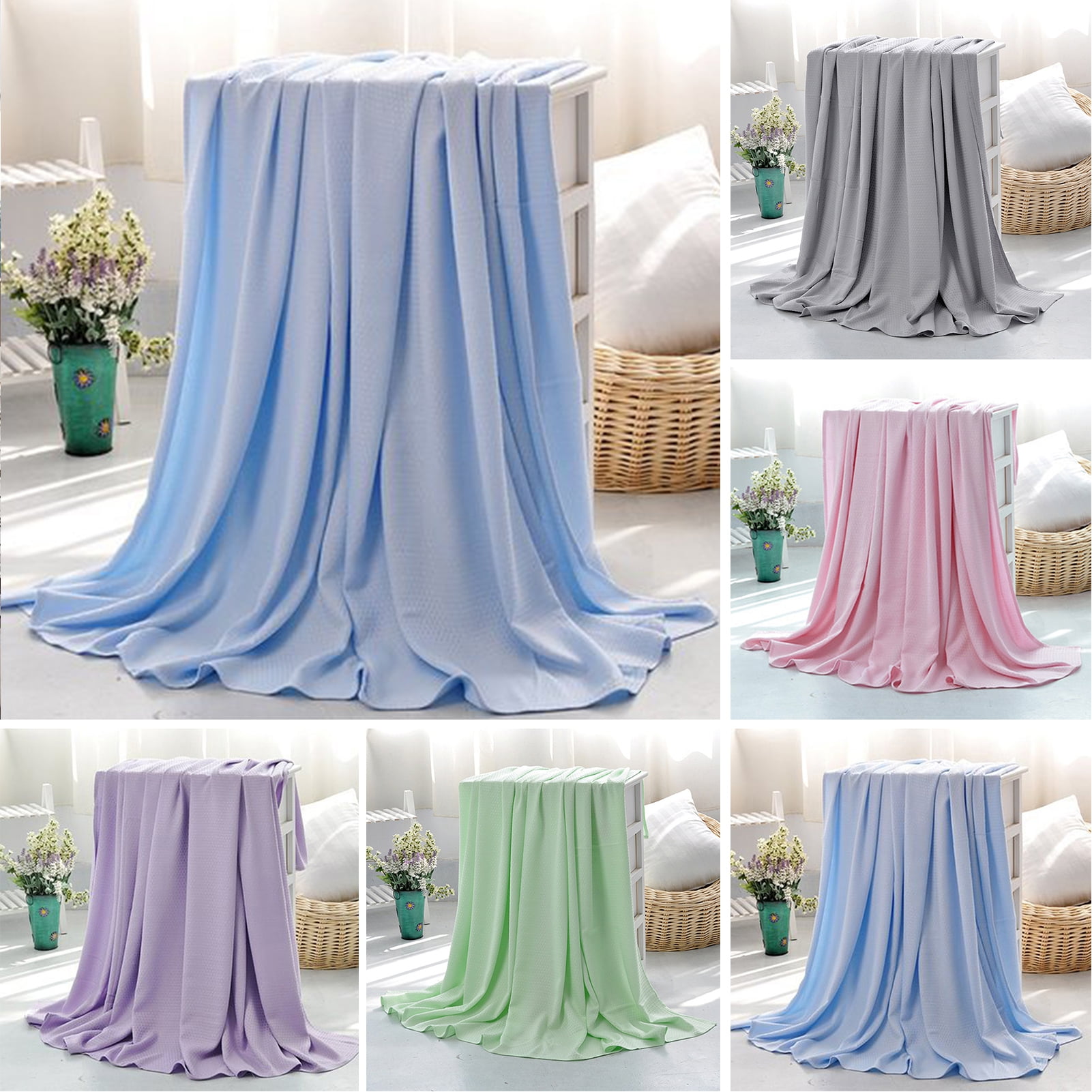 sunsanly Summer Ice Blanket Soft Natural Bamboo Fiber Breathable Heat ...