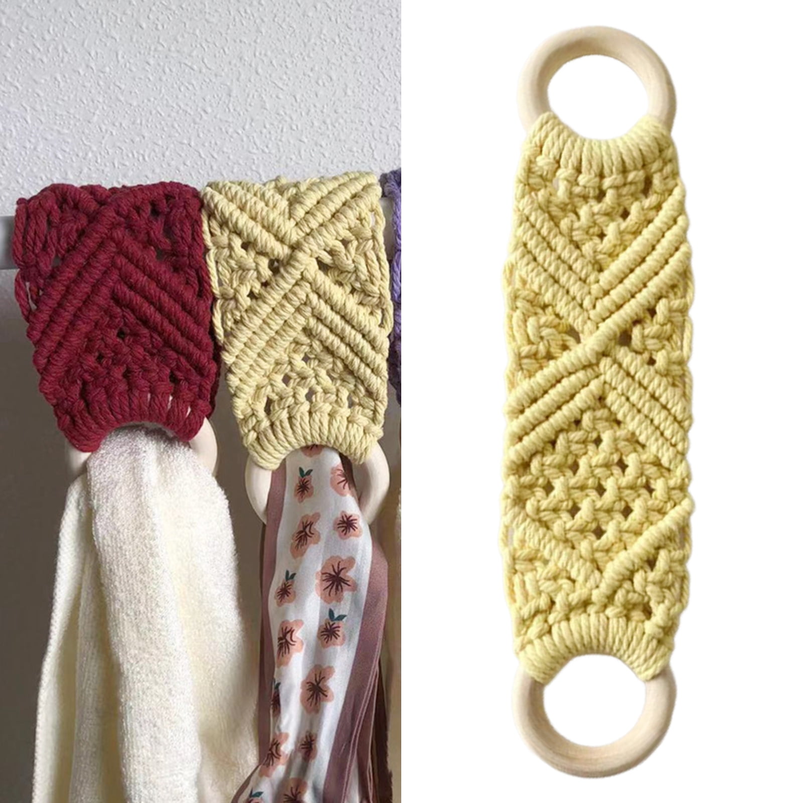 sunsanly Towel Holder Ring Boho Macrame Kitchen Towel Holder Handmade ...