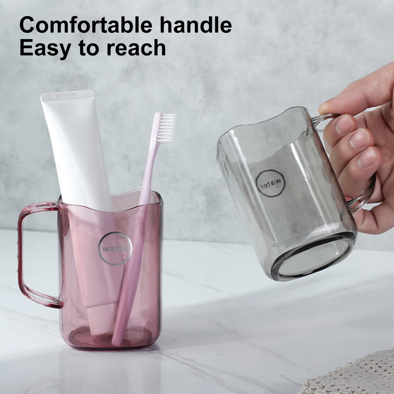 sunsanly Transparent Plastic Mouthwash Cup Holder with Toothbrush Slot ...