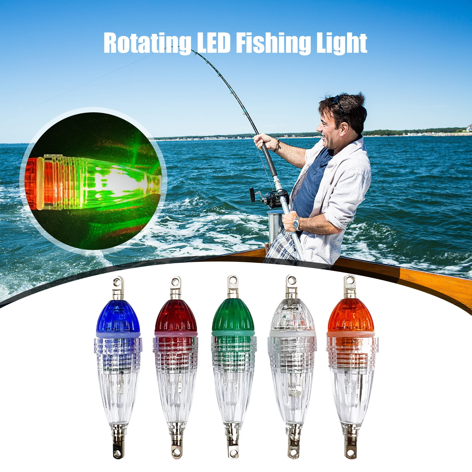 sunsanly Underwater Fishing Lamp Waterproof Colorful LED Fish Luring Light Submersible Deep Drop ...