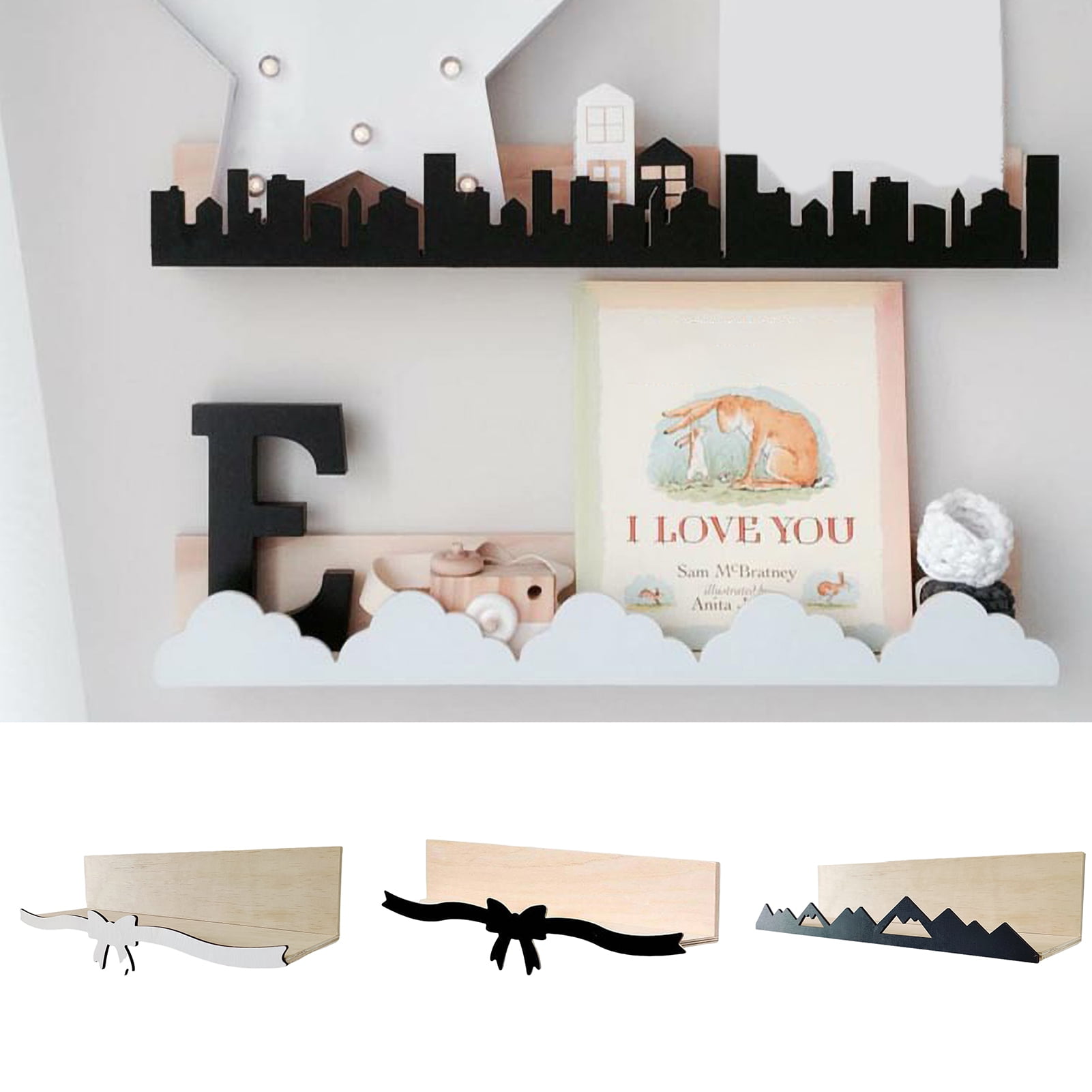 sunsanly Wall Mounted Storage Rack Strong Load-bearing Wood ...