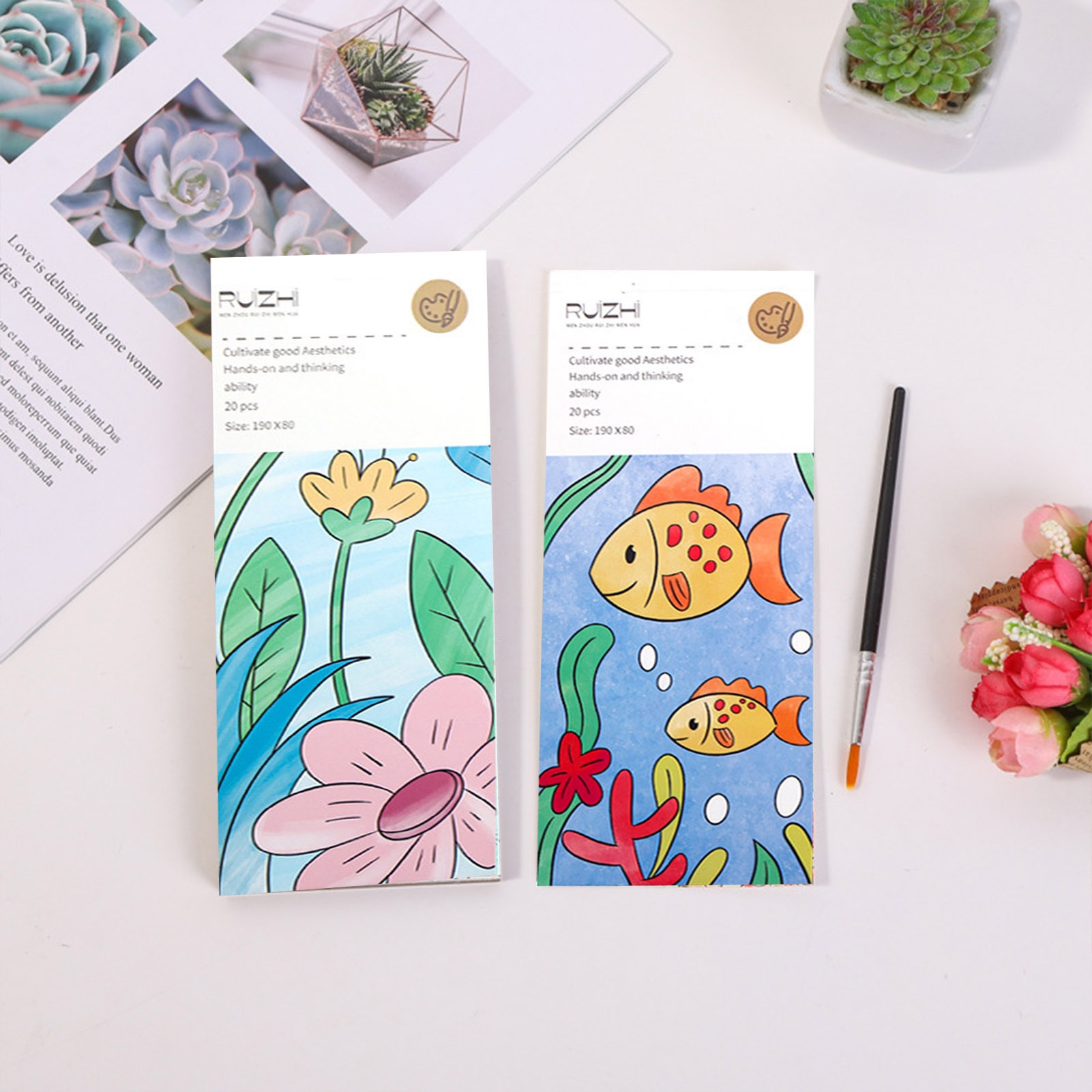 sunsanly Watercolor Painting Book Children Watercolor Picture Book with ...