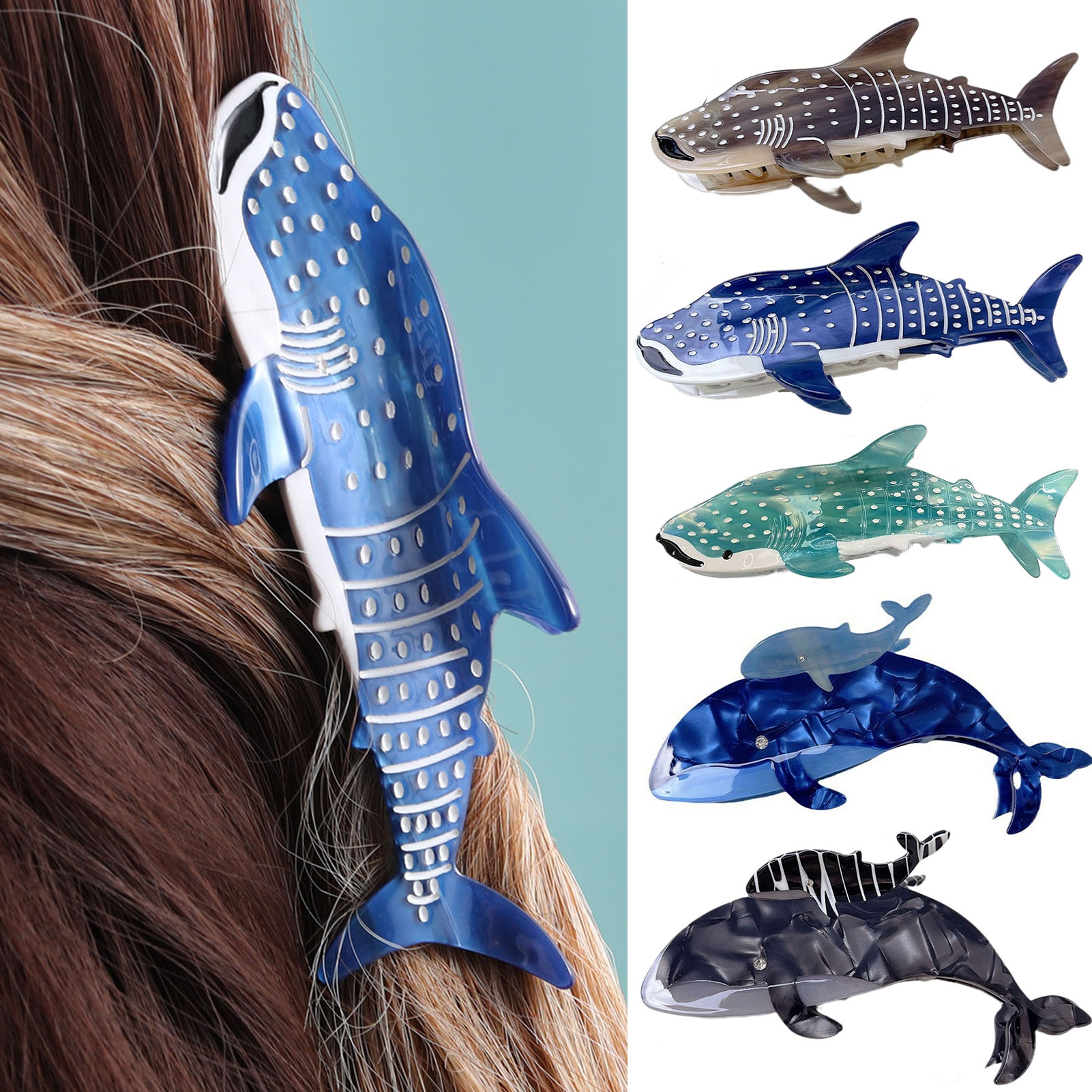 sunsanly Whale Shark Shape Hair Claw Women Acetic Acid Hair Clip Anti ...