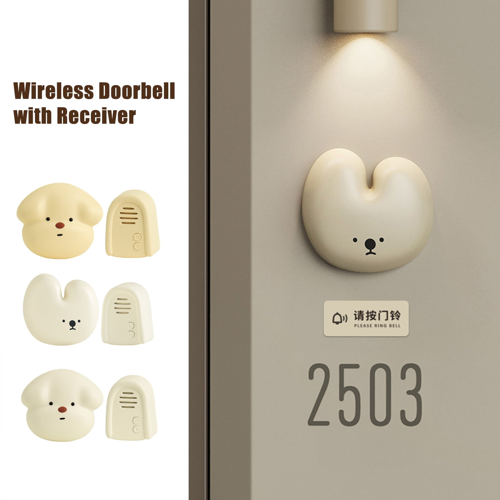sunsanly Wireless Doorbell with Receiver Cartoon Puppy 50M Long ...