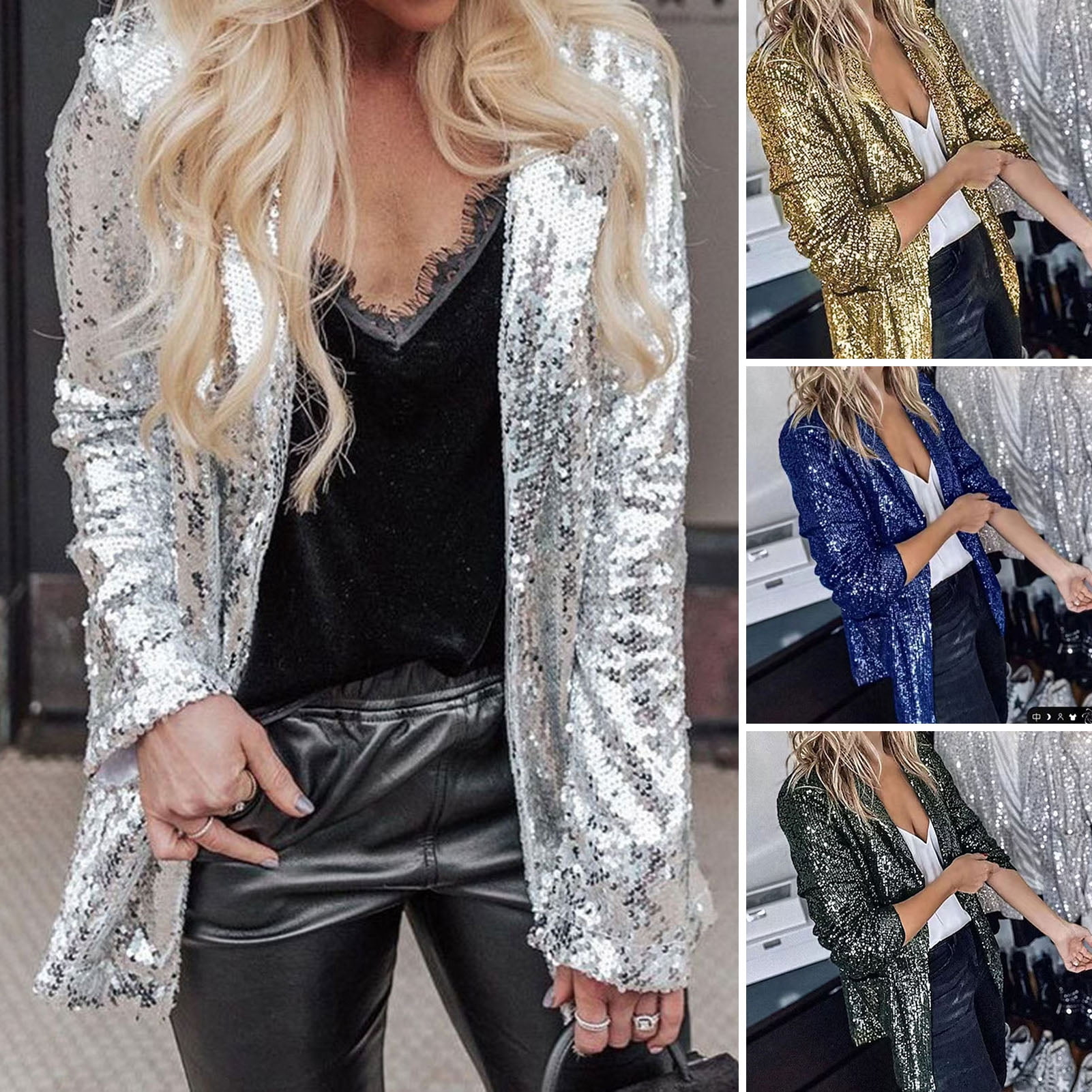 sunsanly Women Casual Cardigan Lapel Long Sleeve Open Front Suit Coat ...