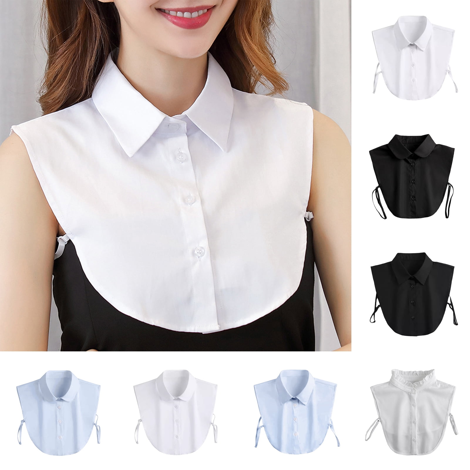 sunsanly Women Fake Collar Lapel Side Strap Single Breasted Solid Color ...