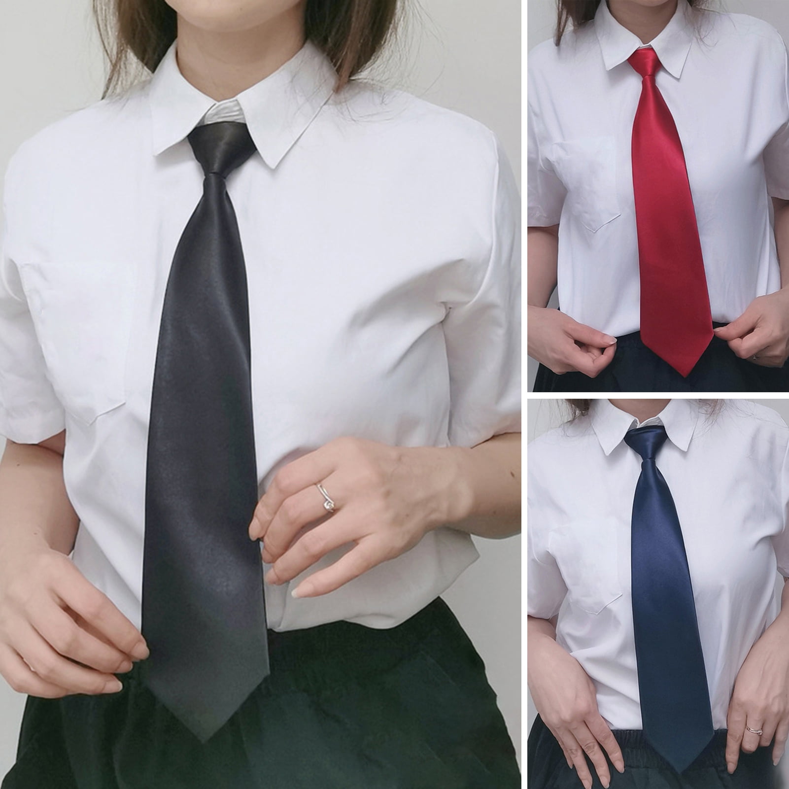 sunsanly Women Neck Tie Zipper Closure Adjustable Easy Wear Necktie ...