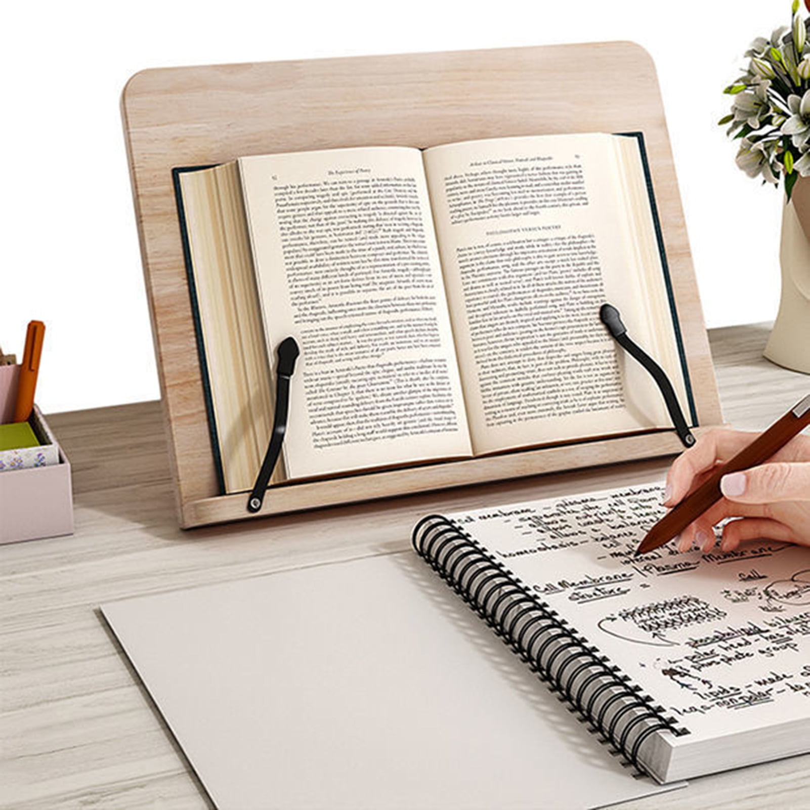 sunsanly Wooden Book Stand Adjustable Reading Holder Tray with Page ...