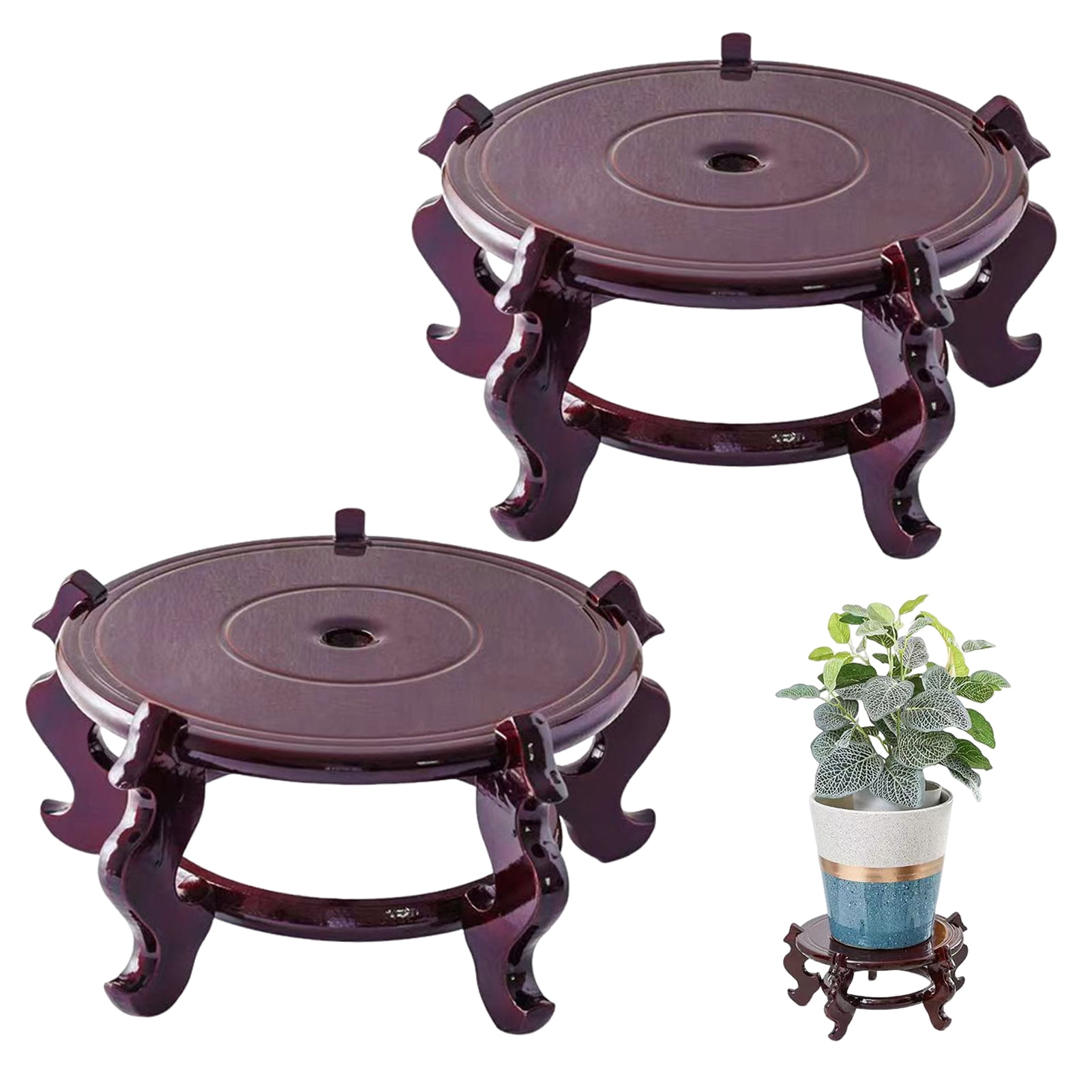 sunsanly Wooden Planter Stand with Carved Feet High Stability Non-Slip ...