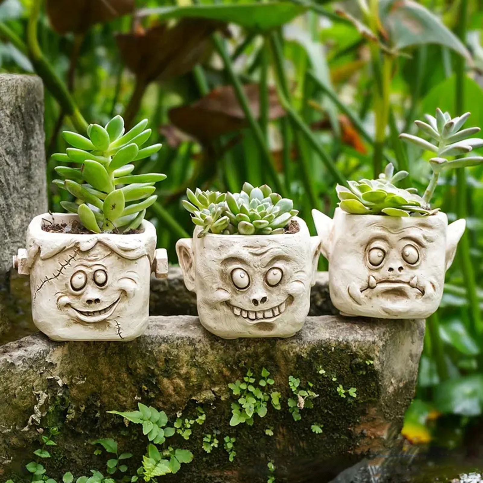 sunsanly Zombie Face Planter Pot Indoor Outdoor Plants Vegetable Herb ...