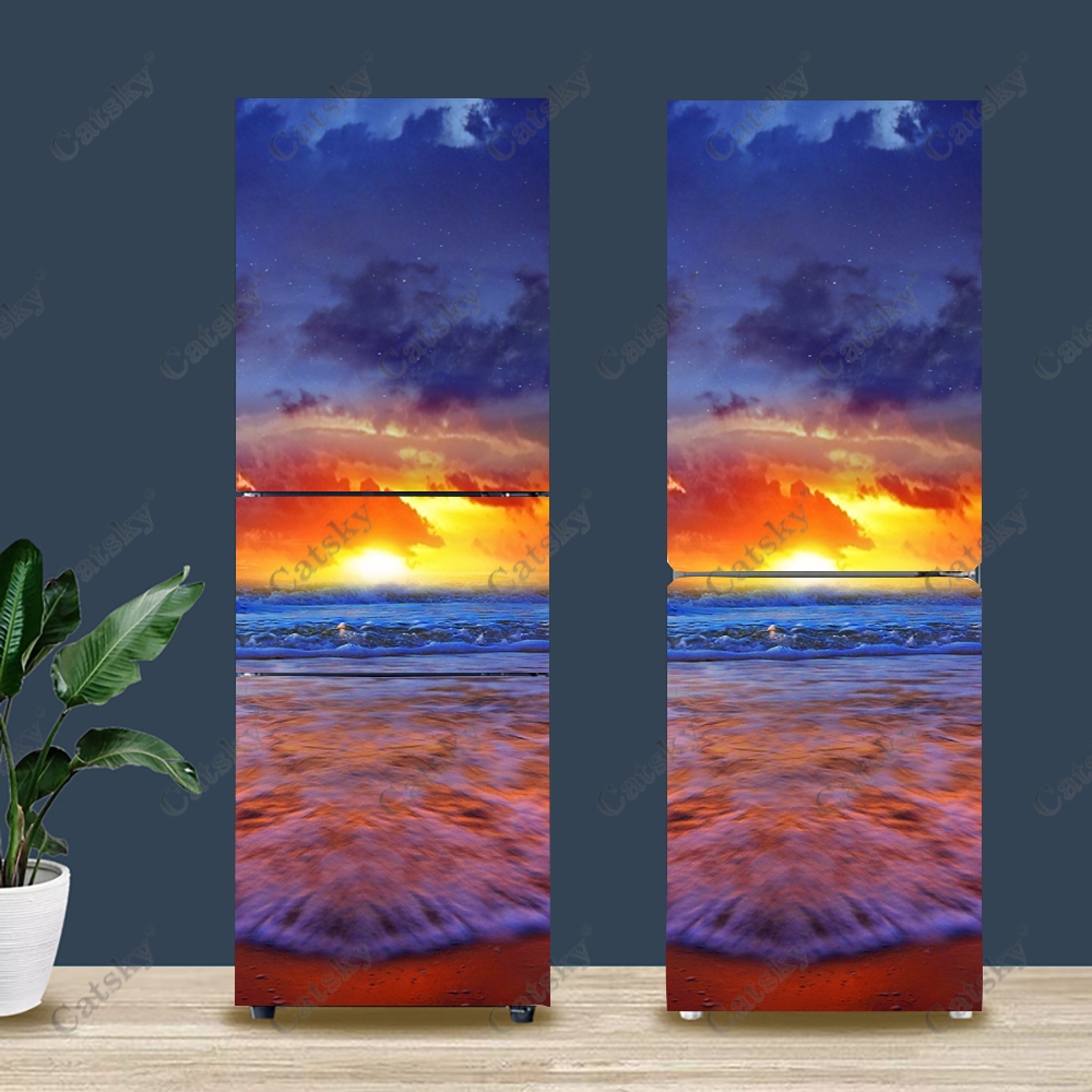 sunset ocean Refrigerator Stickers Home r Kitchen Murals DIY Wall ...