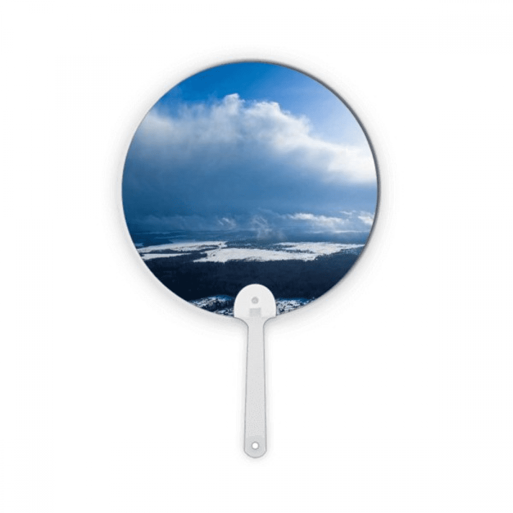 sunshine blue clouds art deco fashion Plastic Round Handheld Fan ...