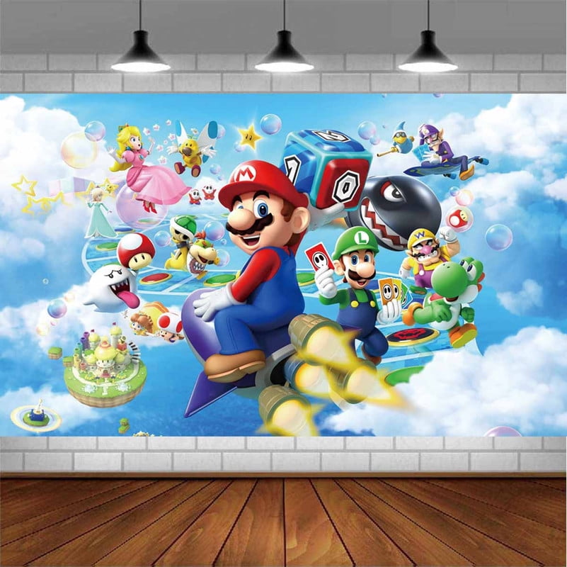 super mario Backdrop Banner Party Supplies Poster Movie Theme ...