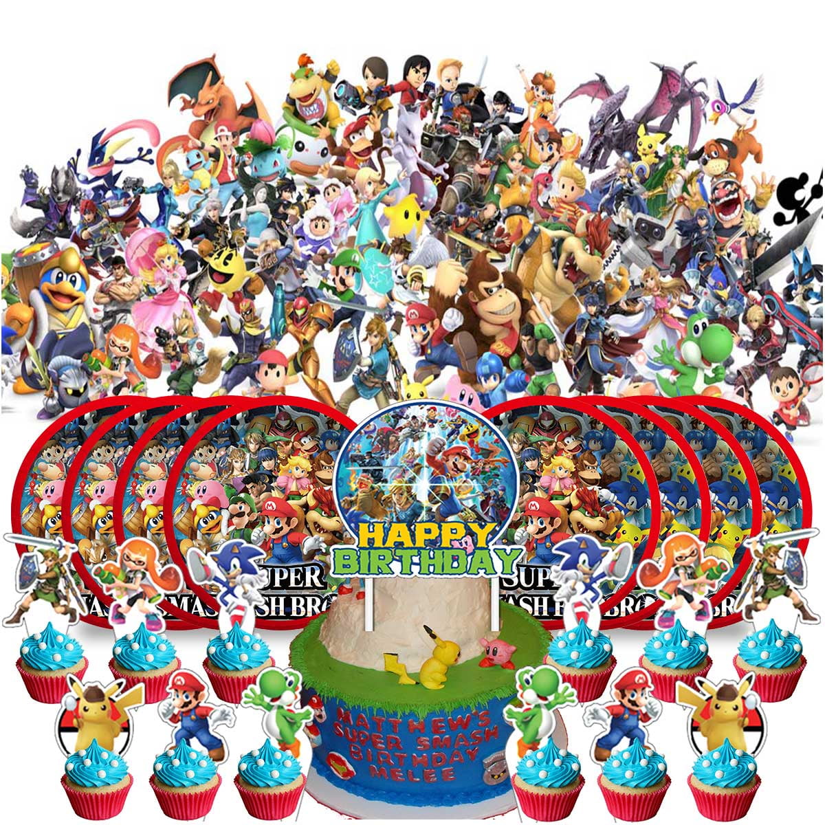 super smash bros Plates Supplies Party Decorations Birthday Decor ...