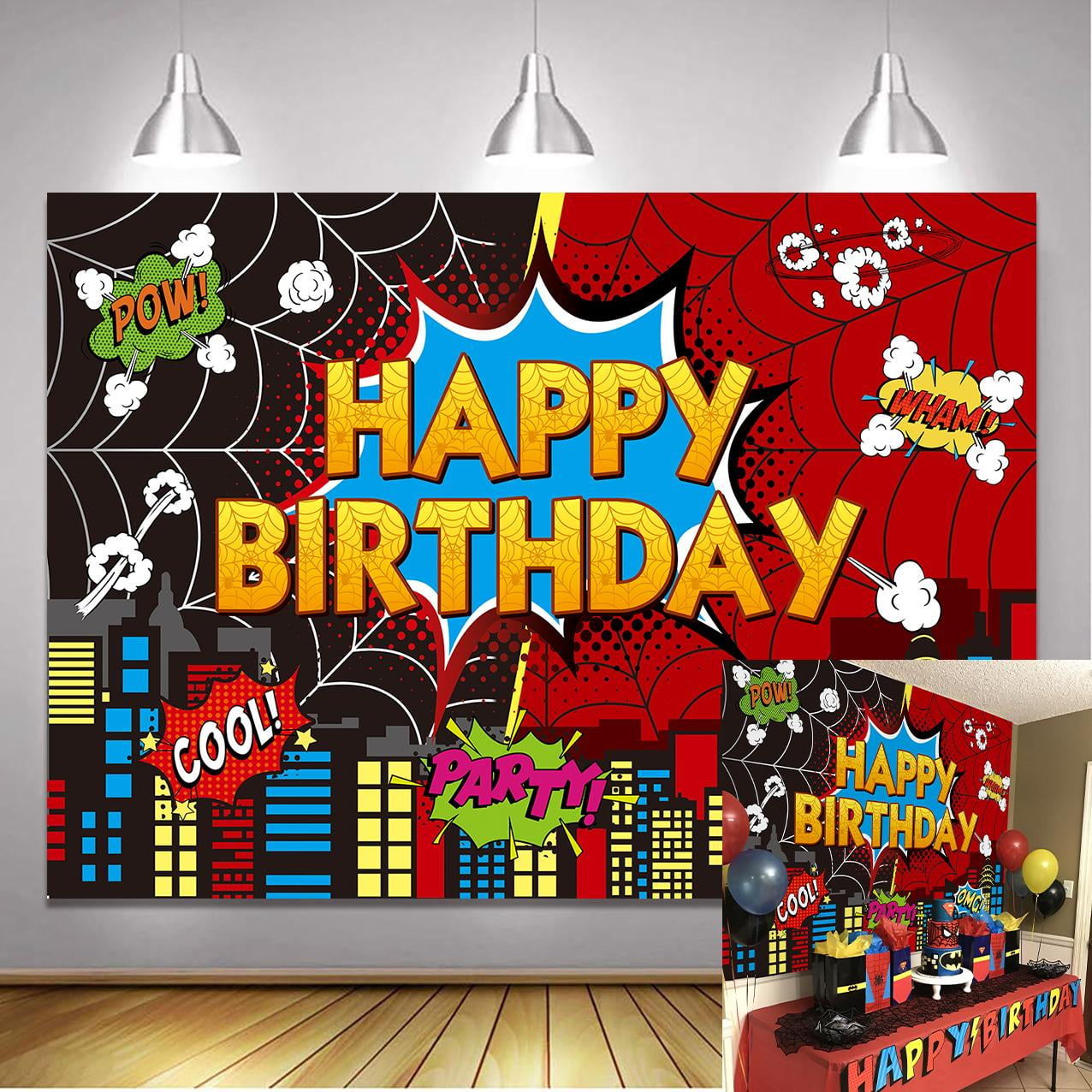 superhero party backdrop cityscape Vinyl 5x3FT backdrop superhero party ...