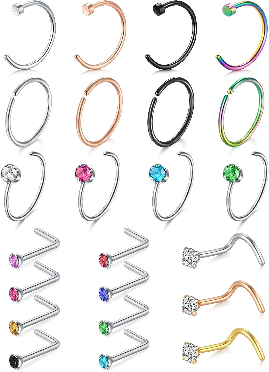 superior Premium Nose Rings 16gauge L Shape Nose Studs Nose Screw ...