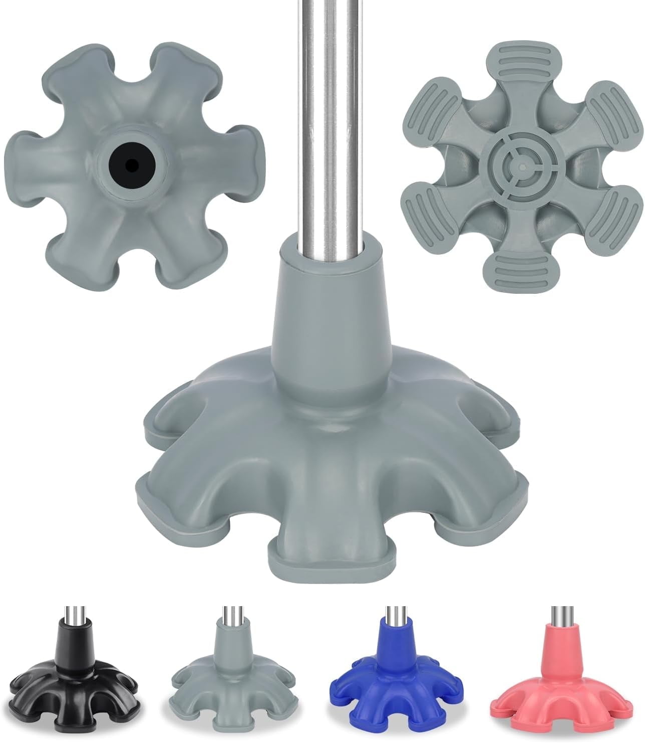 SupreGear Cane Tip, 3/4 inch Self-Standing Heavy Duty Rubber Base, Six ...