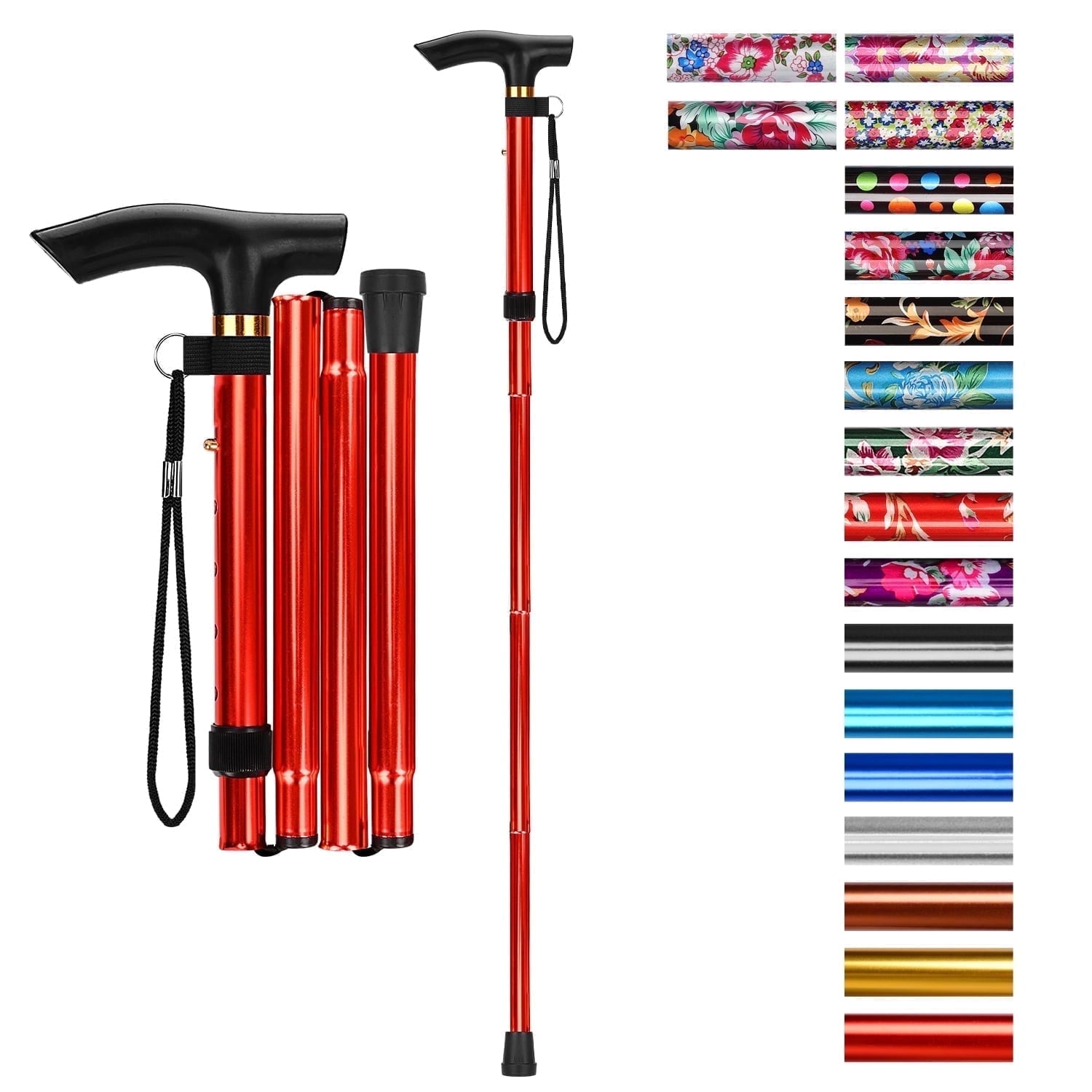 SupreGear Folding Cane, 5-Level Lightweight Collapsible Adjustable ...