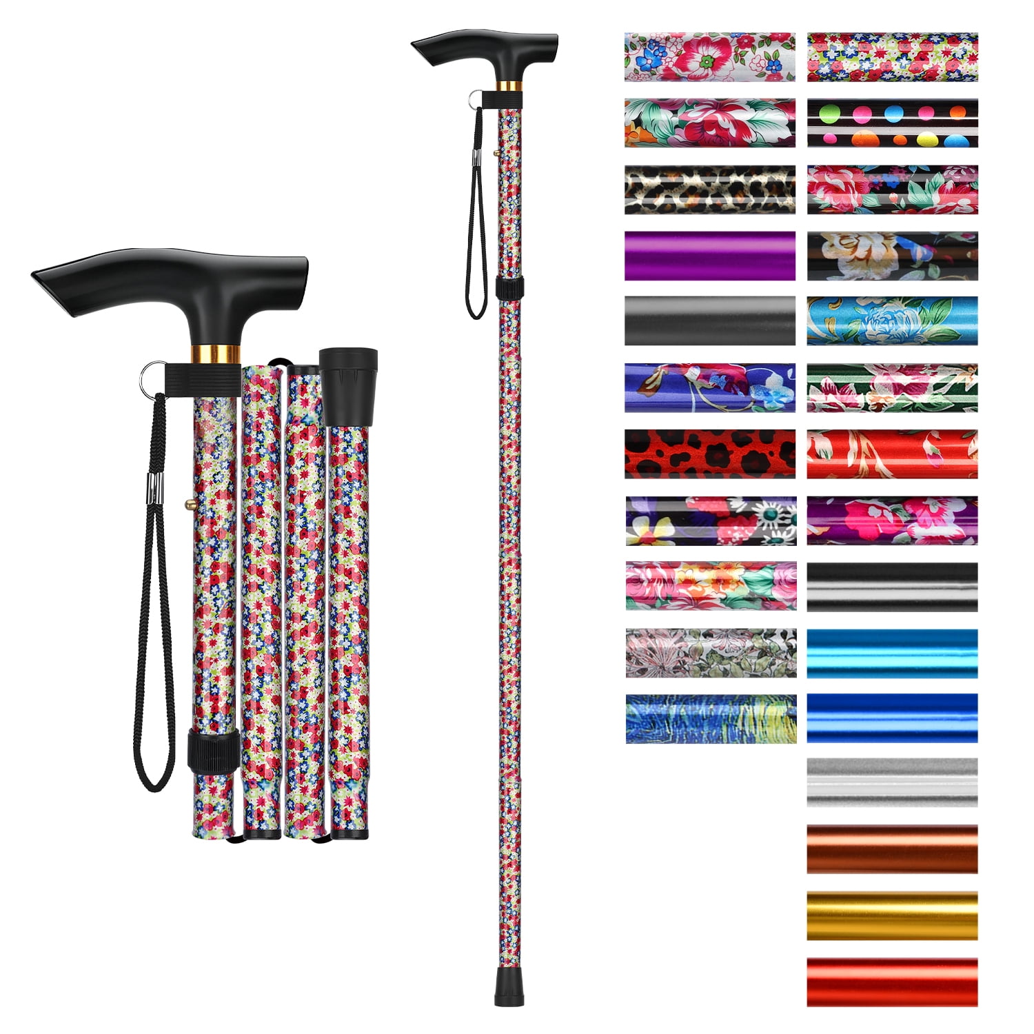 SupreGear Folding Walking Cane with T-Handle, Lightweight Adjustable ...