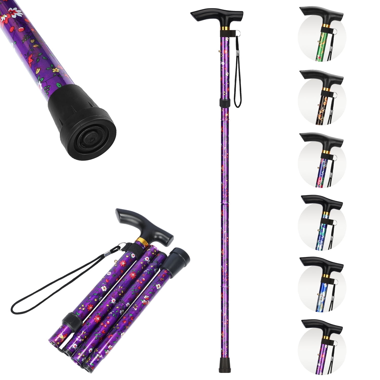 SupreGear Folding Walking Cane – Adjustable and Collapsible Support Stick for Adults - Walmart.com