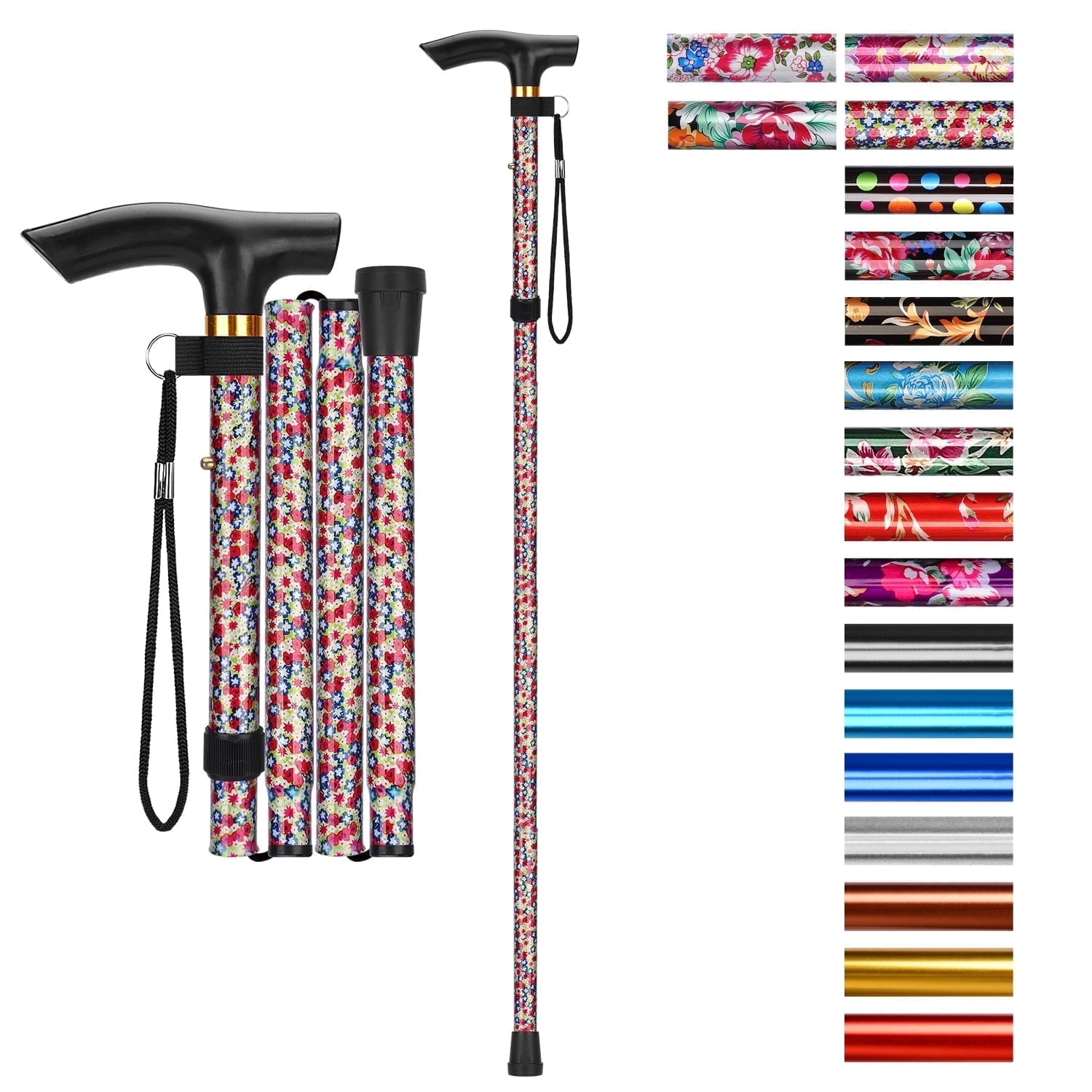 SupreGear Folding Cane, 5-Level Lightweight Collapsible Adjustable ...