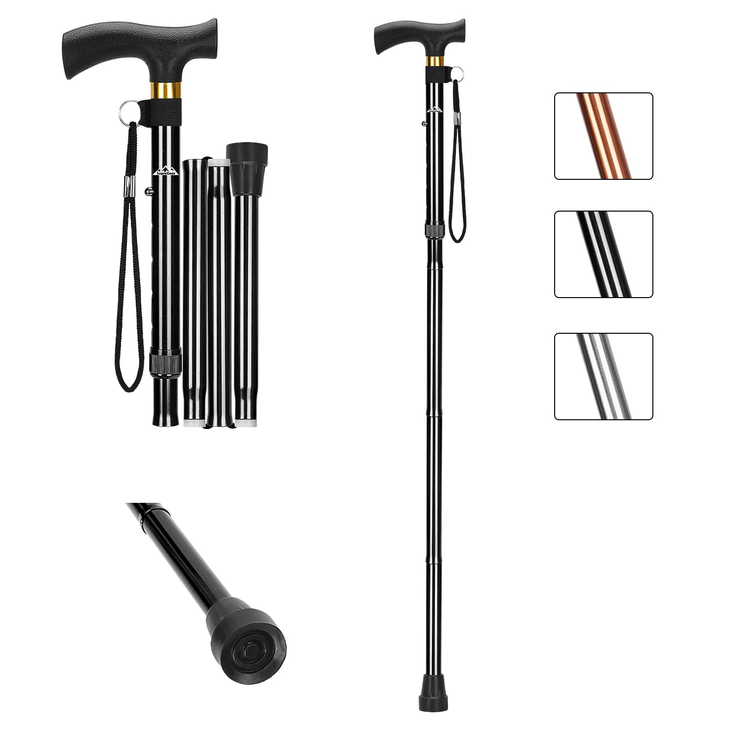 supregear Folding Cane, Lightweight Height Adjustable Walking Stick ...