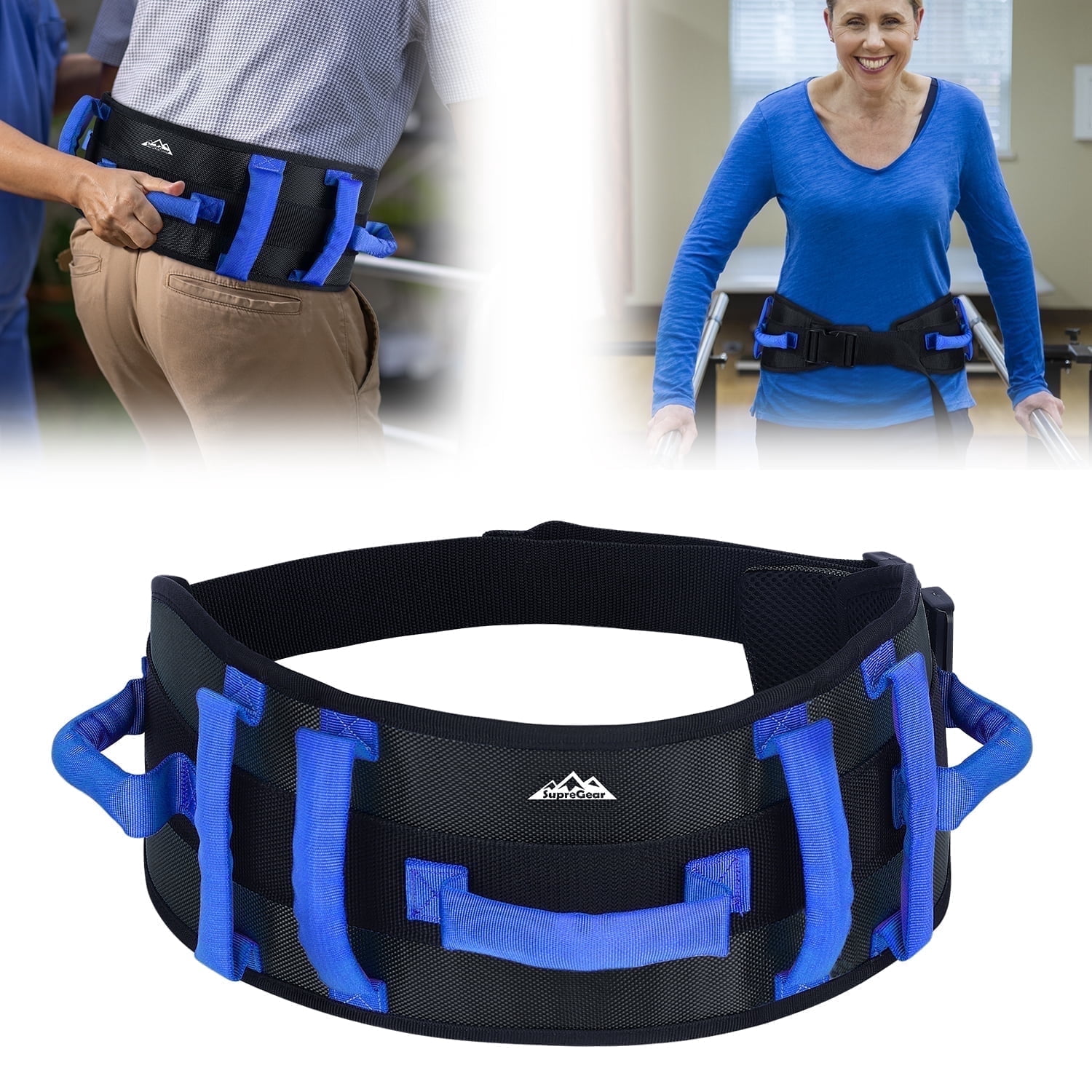 SupreGear Gait Belt, Anti-Slip Transfer Aid with 7 Handles and Quick ...