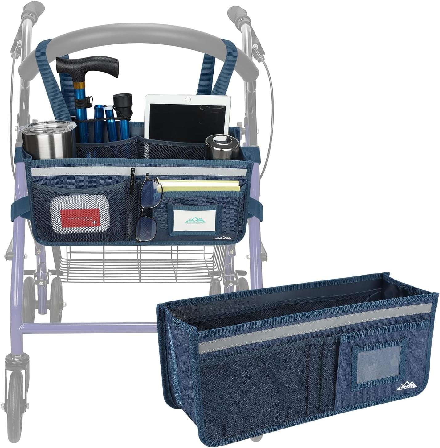 SupreGear Rollator Walker Bag, Waterproof Organizer Basket with Pockets ...