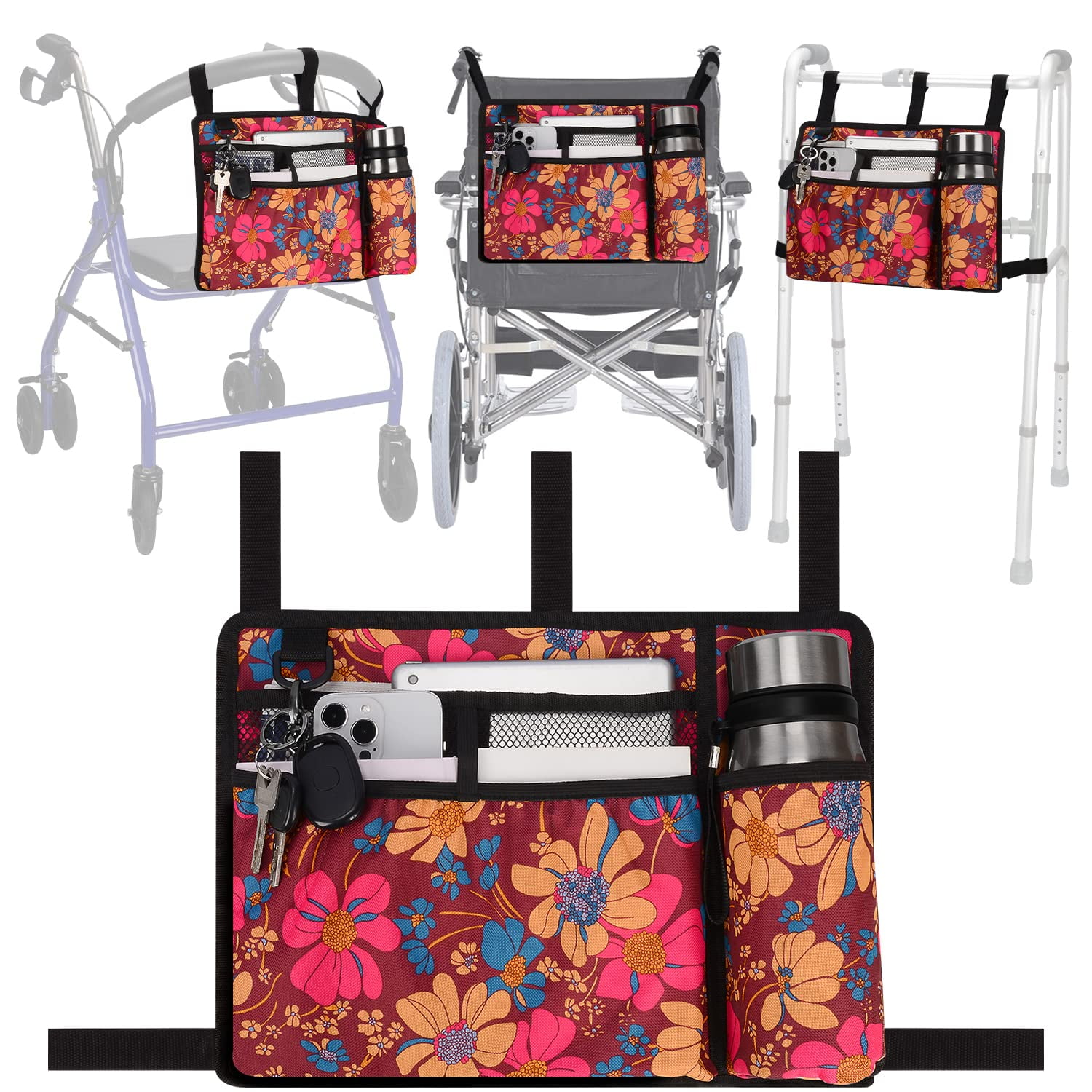 Supregear Walker Bag, Floral, Water-Resistant with Cup Holder for ...